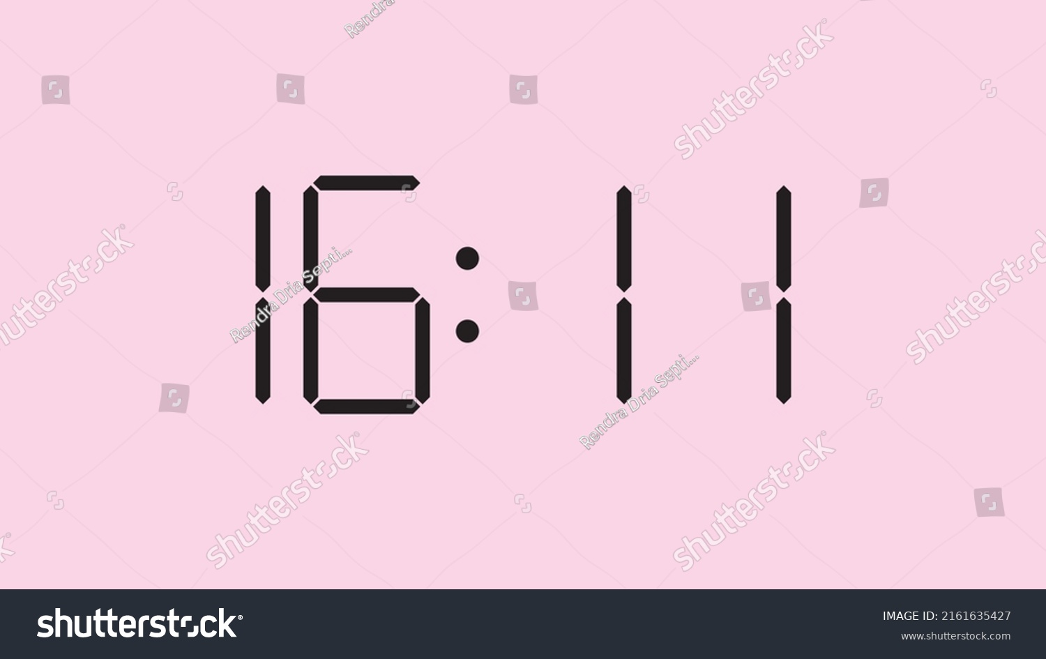 Digital Clock Close Displaying 1611 Oclock Stock Vector (Royalty Free ...