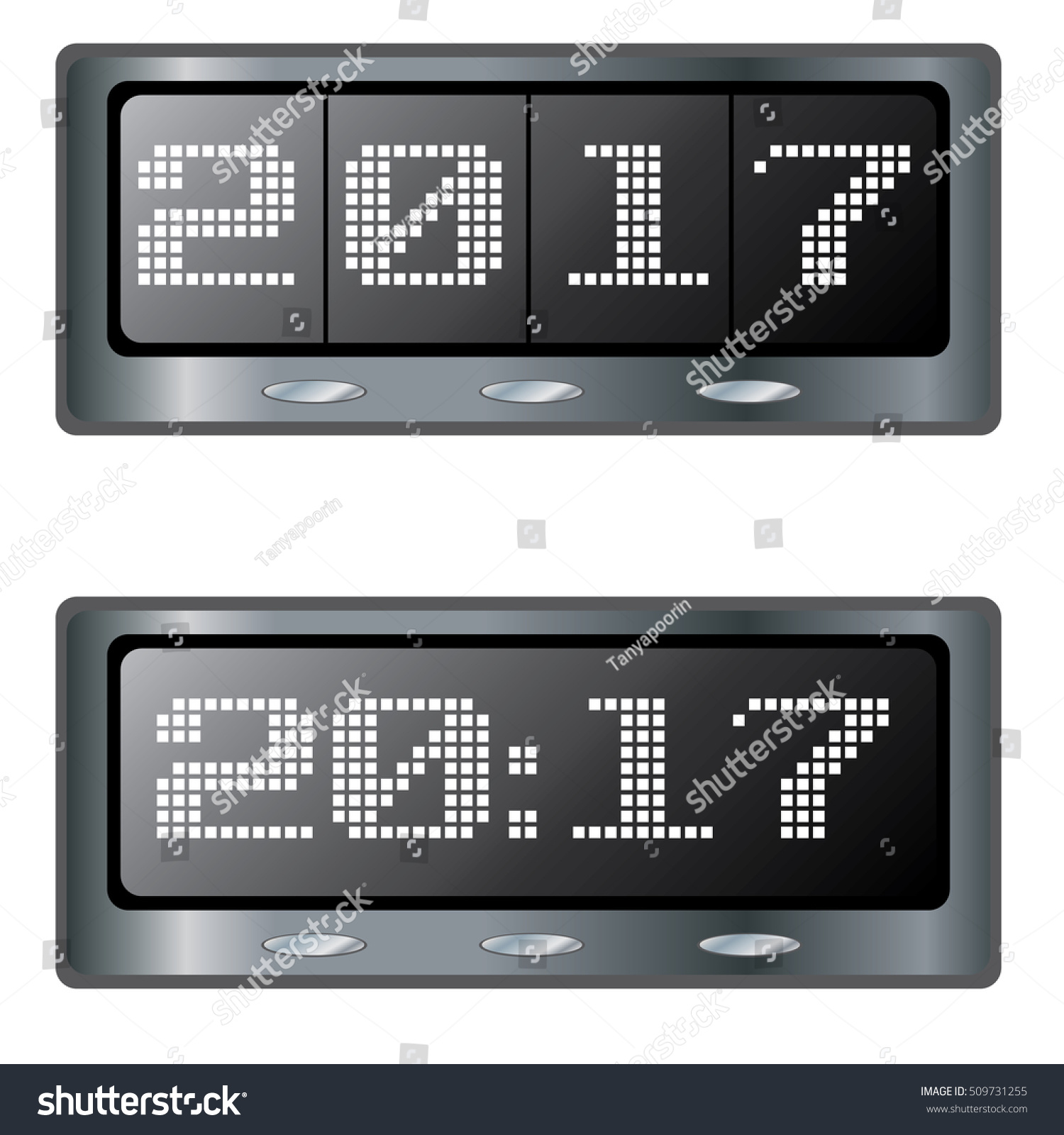 Digital Clock Front View Two Design Stock Vector (Royalty Free ...