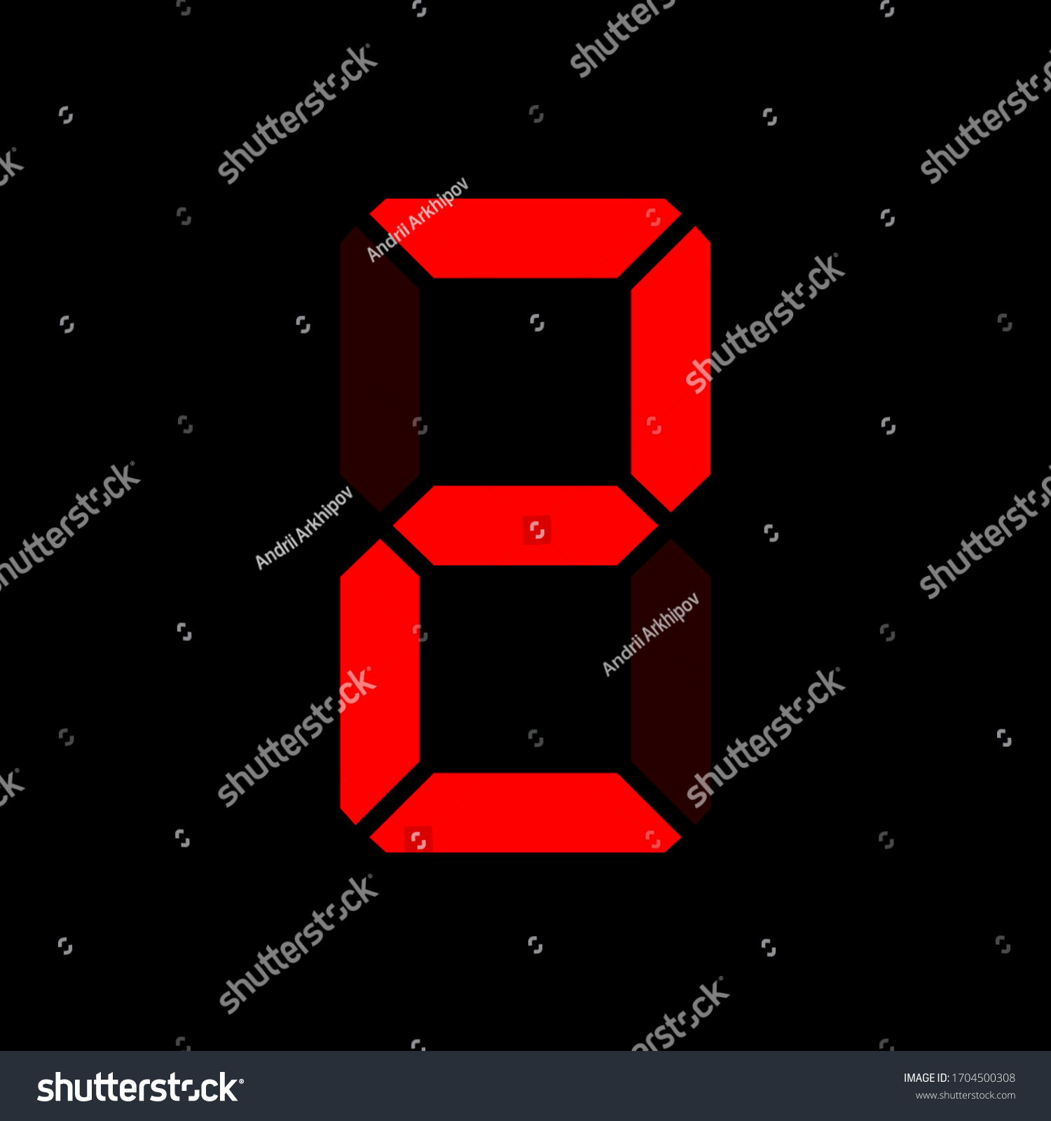 Digital Clock Number 2 Red Led Stock Vector (Royalty Free) 1704500308