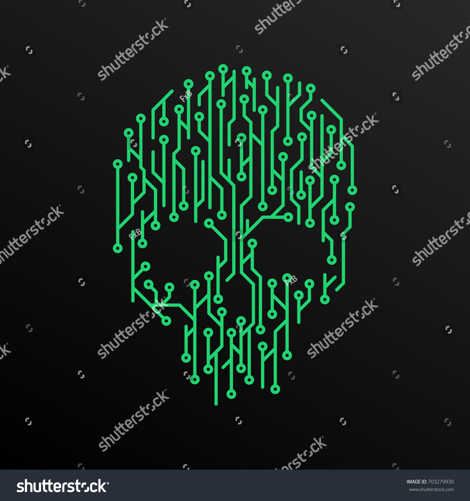 Digital Cyber Skull Simple Vector Graphic Stock Vector (Royalty Free ...