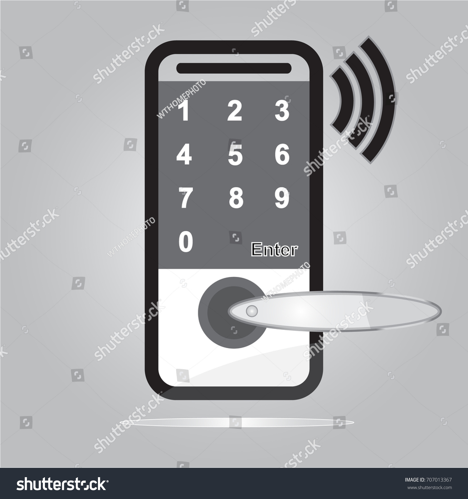 Digital Door Lock Wireless Technology Unlock: เวกเตอร์สต็อก (ปลอดค่า ...