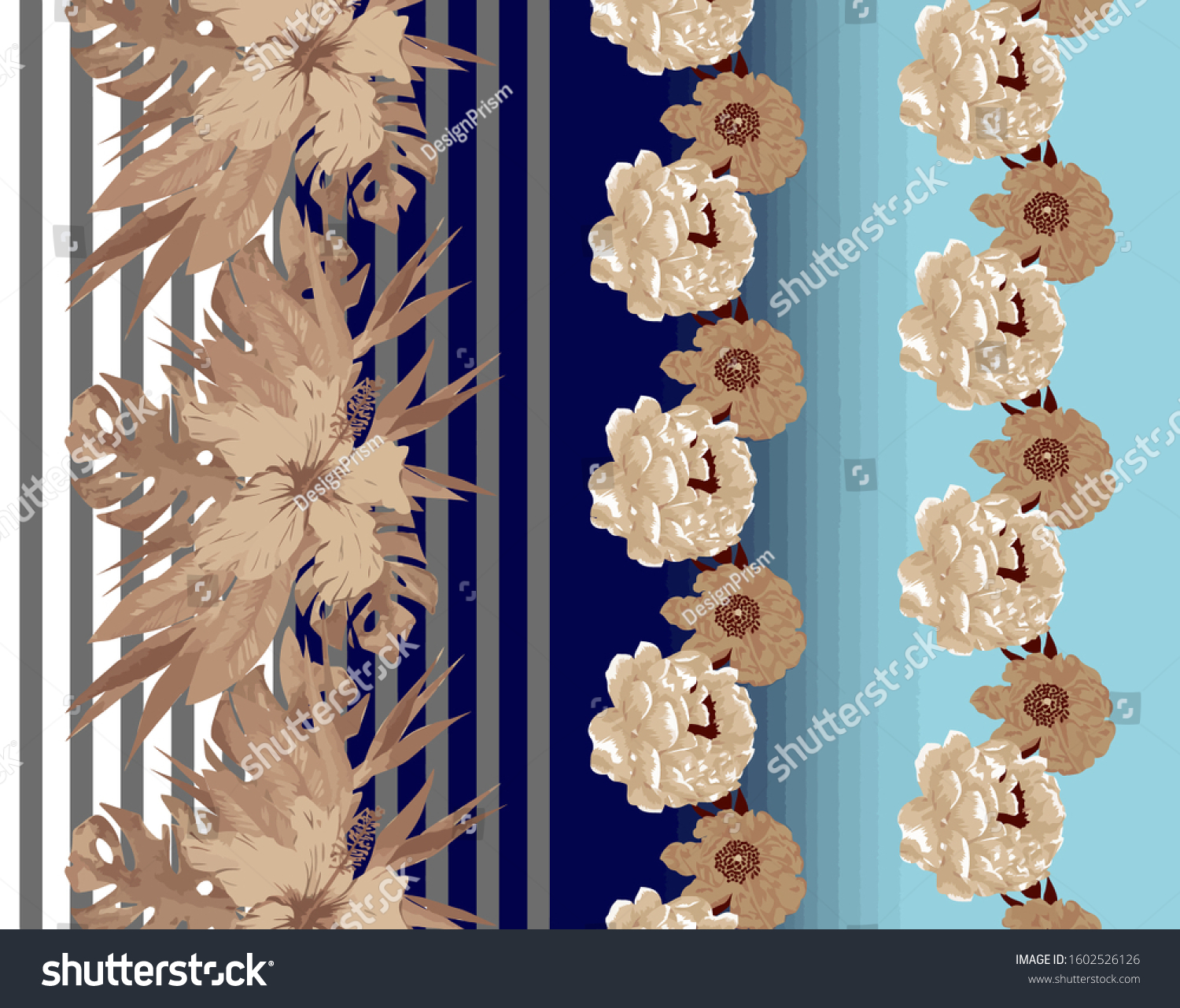 Digital Flower Pattern Floral Border Stock Vector (Royalty Free) 1602526126