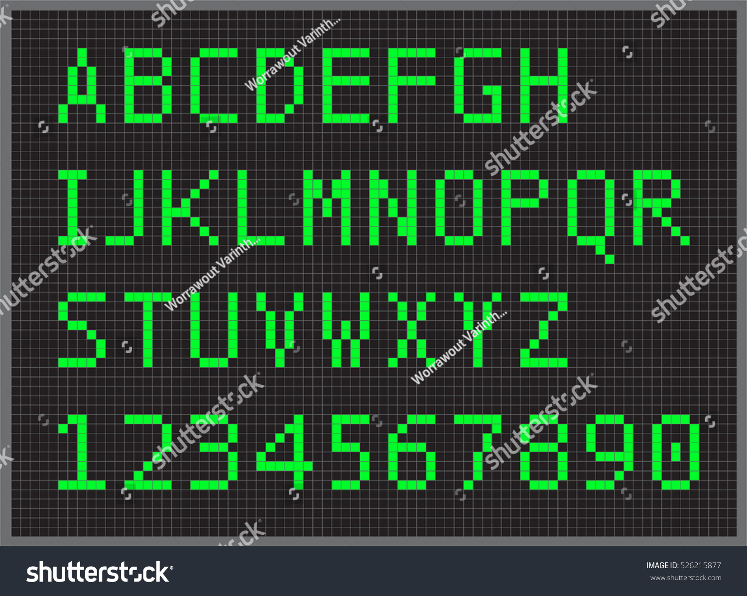 Vektor Stok Digital Font Set Computer Alphabet Numbers (Tanpa Royalti ...
