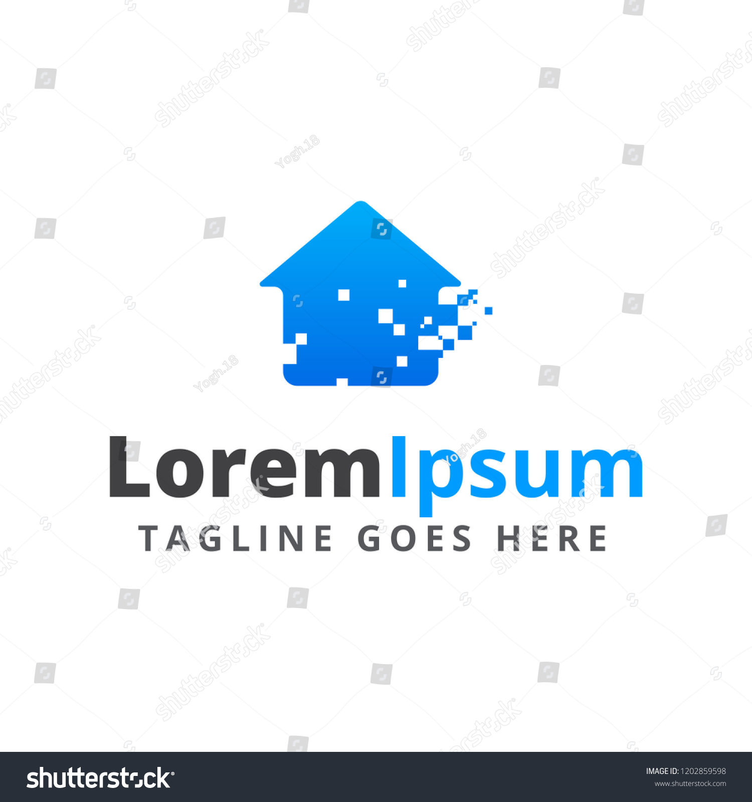 Digital Home Pixel Logo Design Stock Vector (Royalty Free) 1202859598 ...