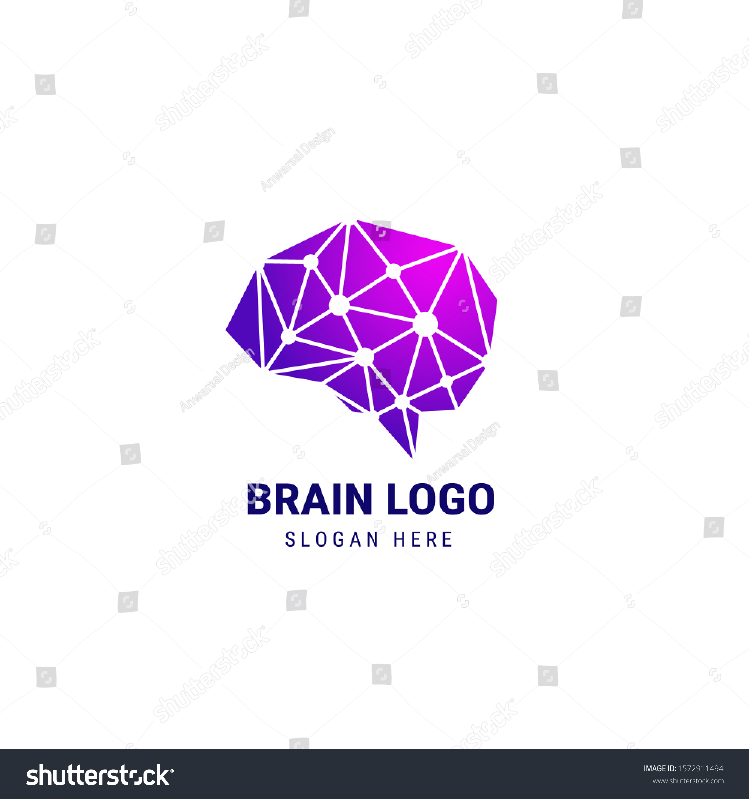 Digital Human Brain Logo Design Template Stock Vector (Royalty Free ...