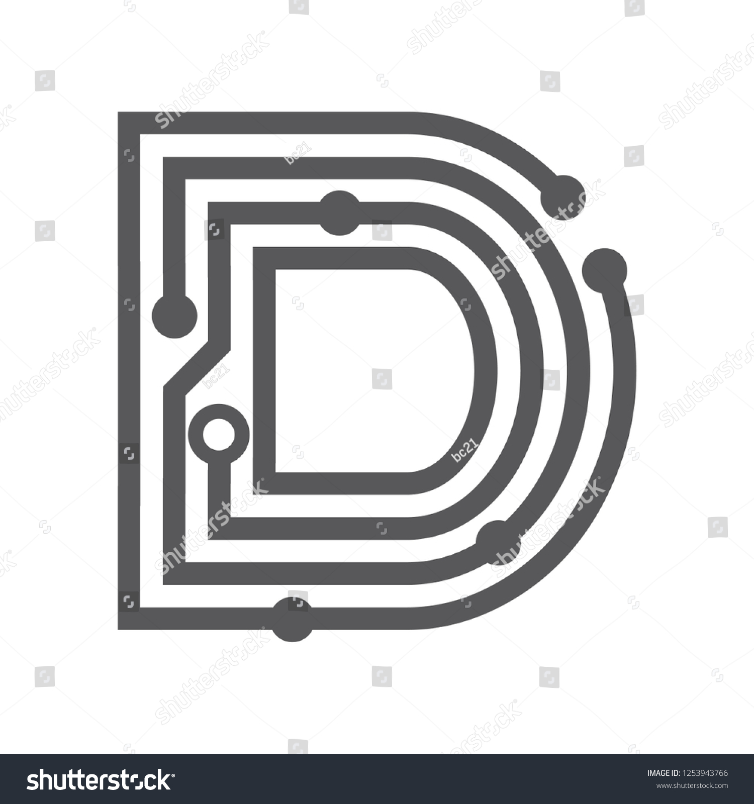 Digital Letter D Stock Vector (Royalty Free) 1253943766