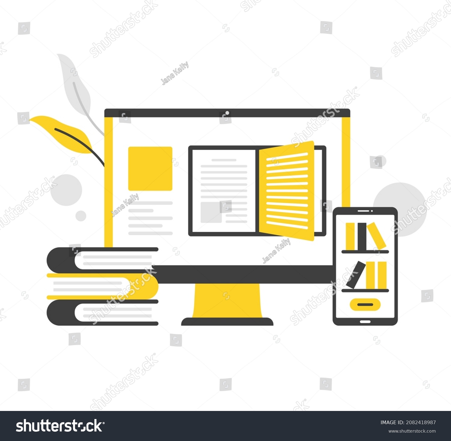 Digital Library Online Library Flat Vector Stock Vector (Royalty Free ...