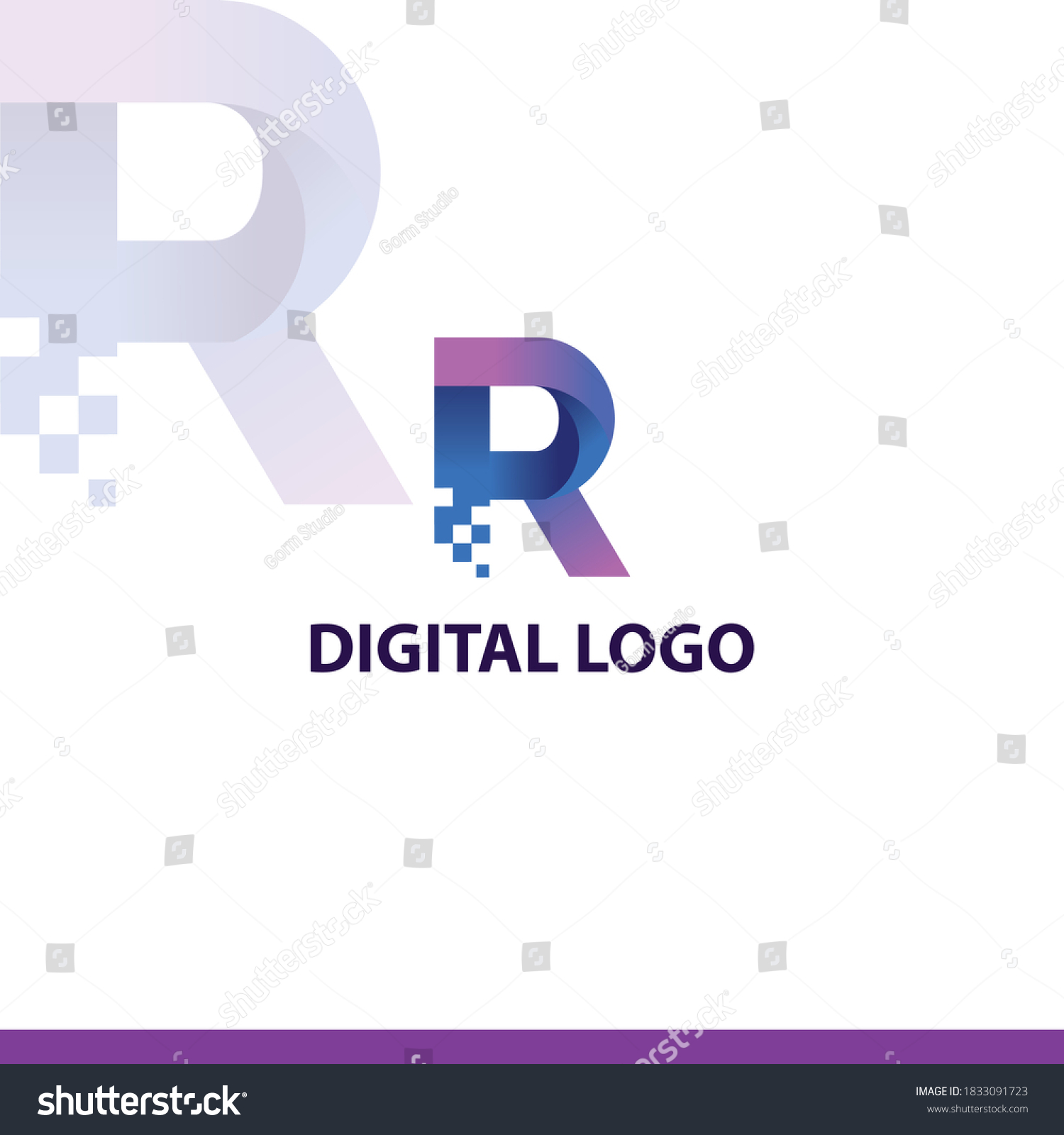 Digital Logo Icon Letter R Logo Stock Vector (Royalty Free) 1833091723