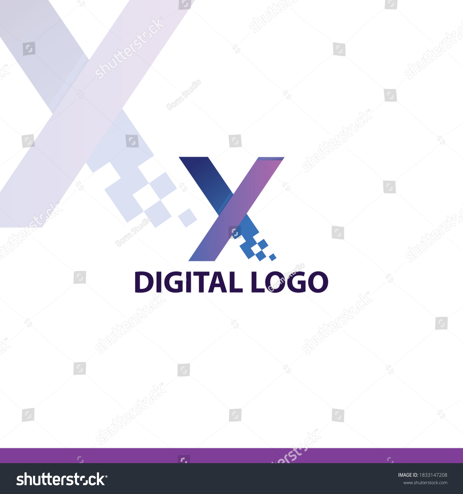 Digital Logo Icon Letter X Logo Stock Vector (Royalty Free) 1833147208 ...