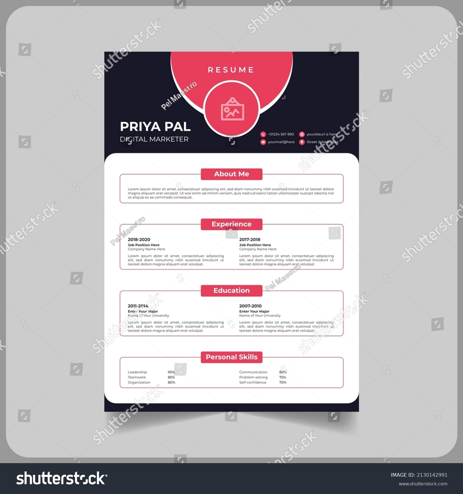 Digital Marketer Cv Resume Template Stock Vector (Royalty Free ...