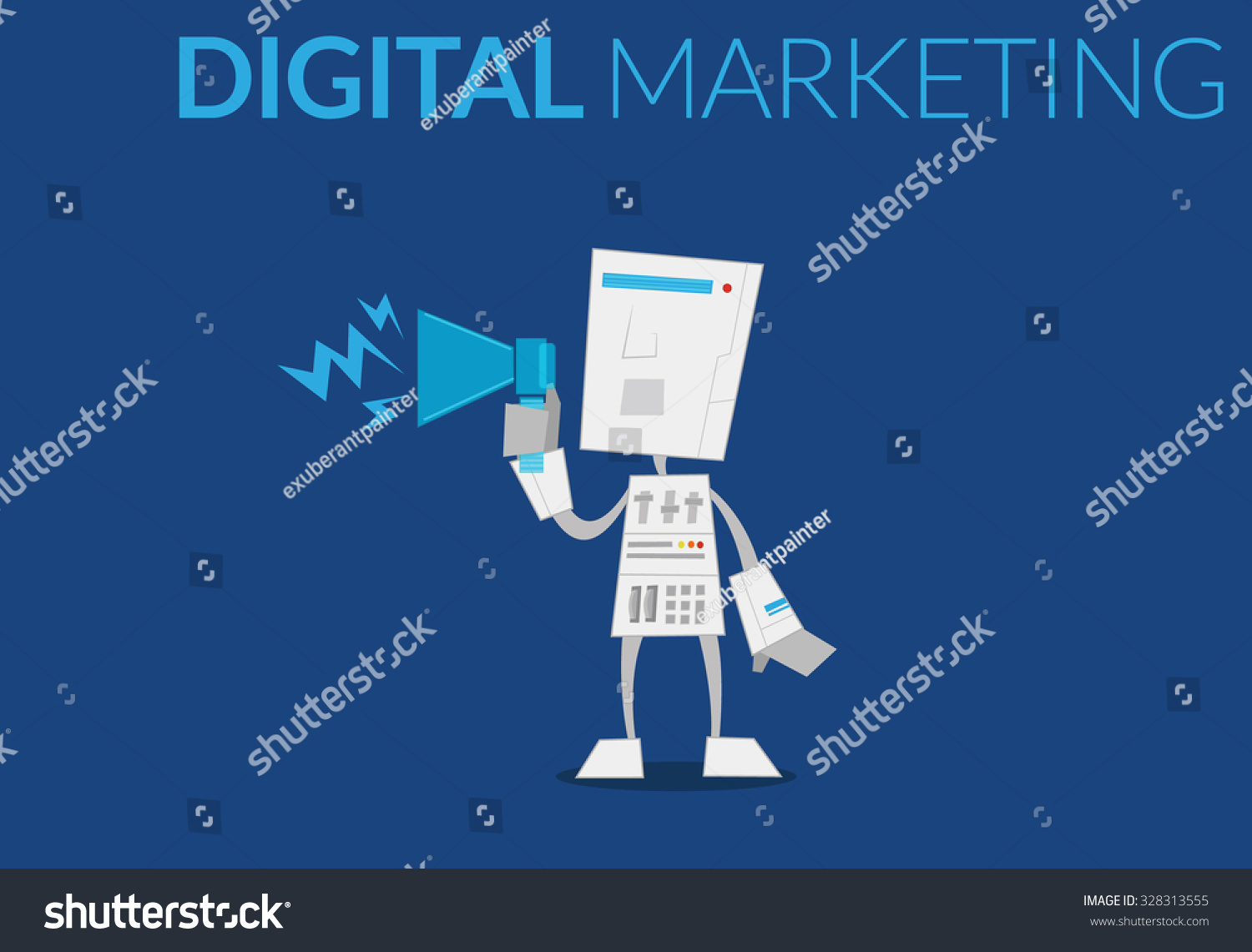 Digital Marketing Robot Stock Vector (Royalty Free) 328313555 ...