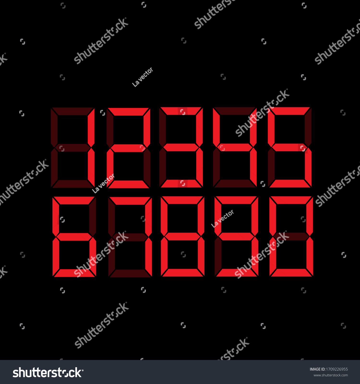 Digital Number Numeric Characters Symbols Red: เวกเตอร์สต็อก (ปลอดค่า ...