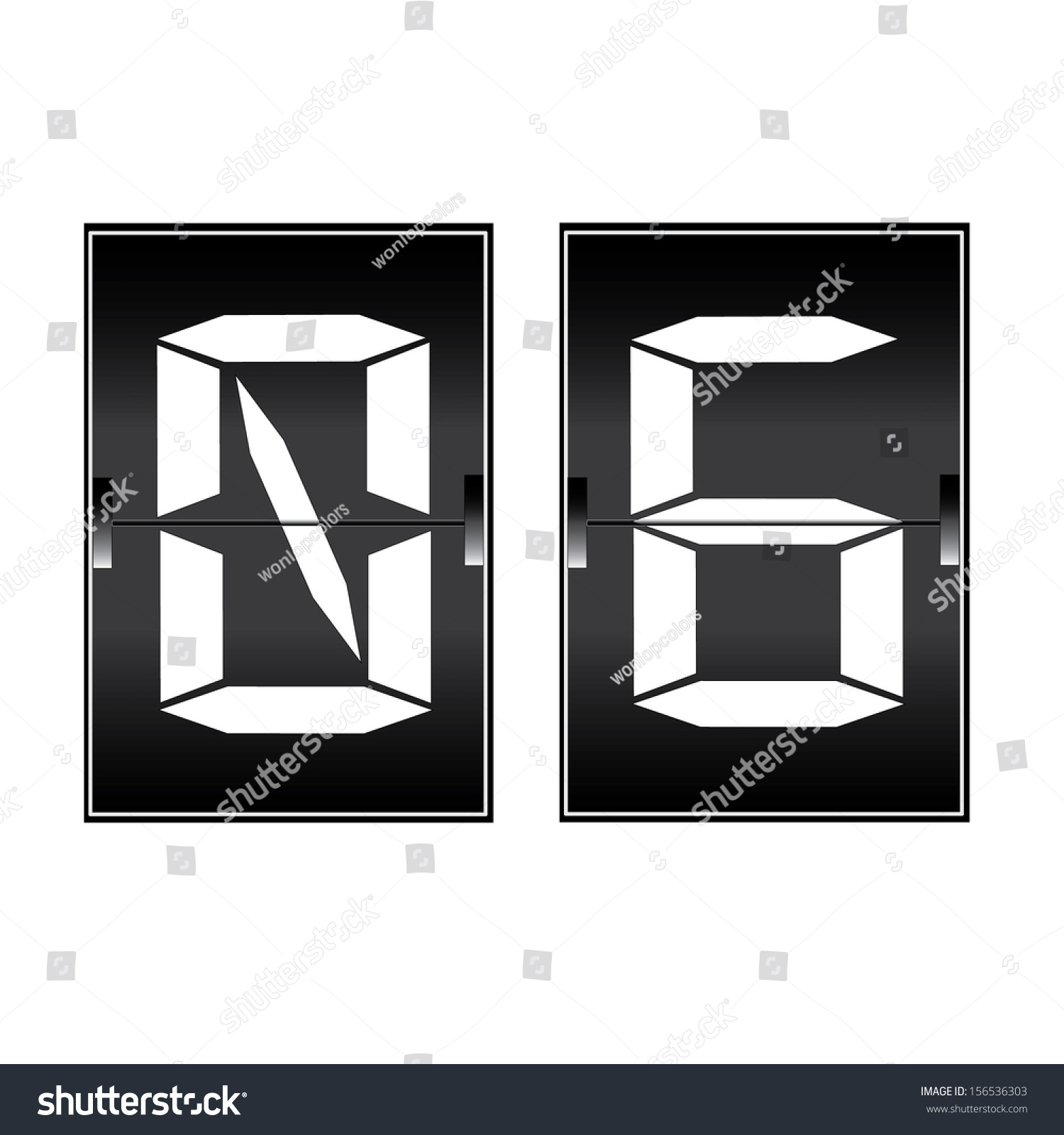 Digital Number 06 On Mechanical Timetable Stock Vector (Royalty Free ...