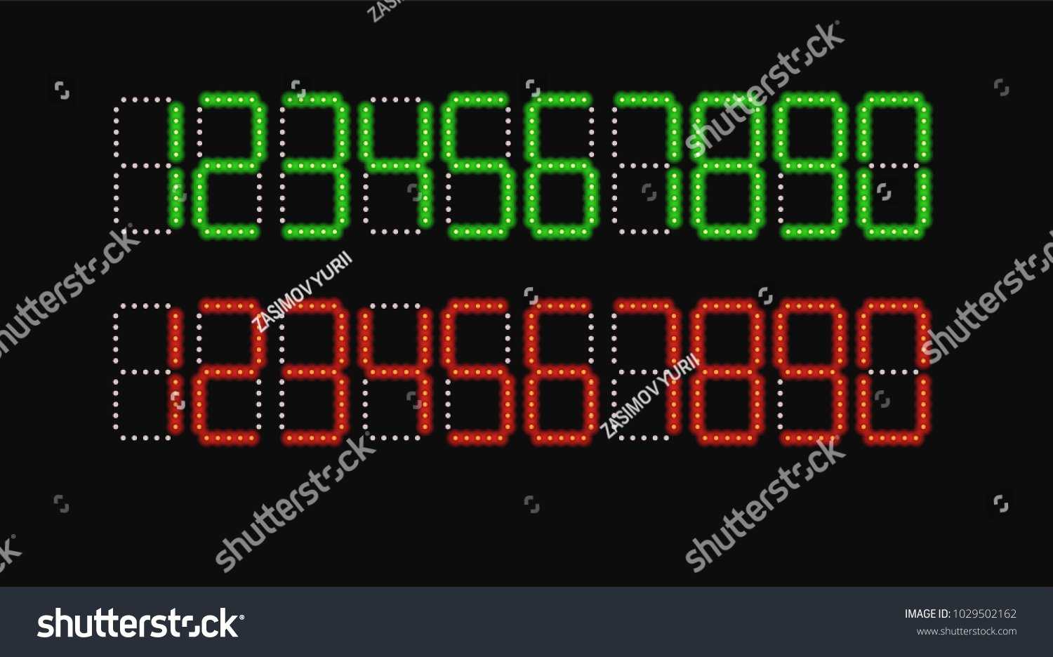 Digital Numbers Vector Illustration Green Light: เวกเตอร์สต็อก (ปลอดค่า ...