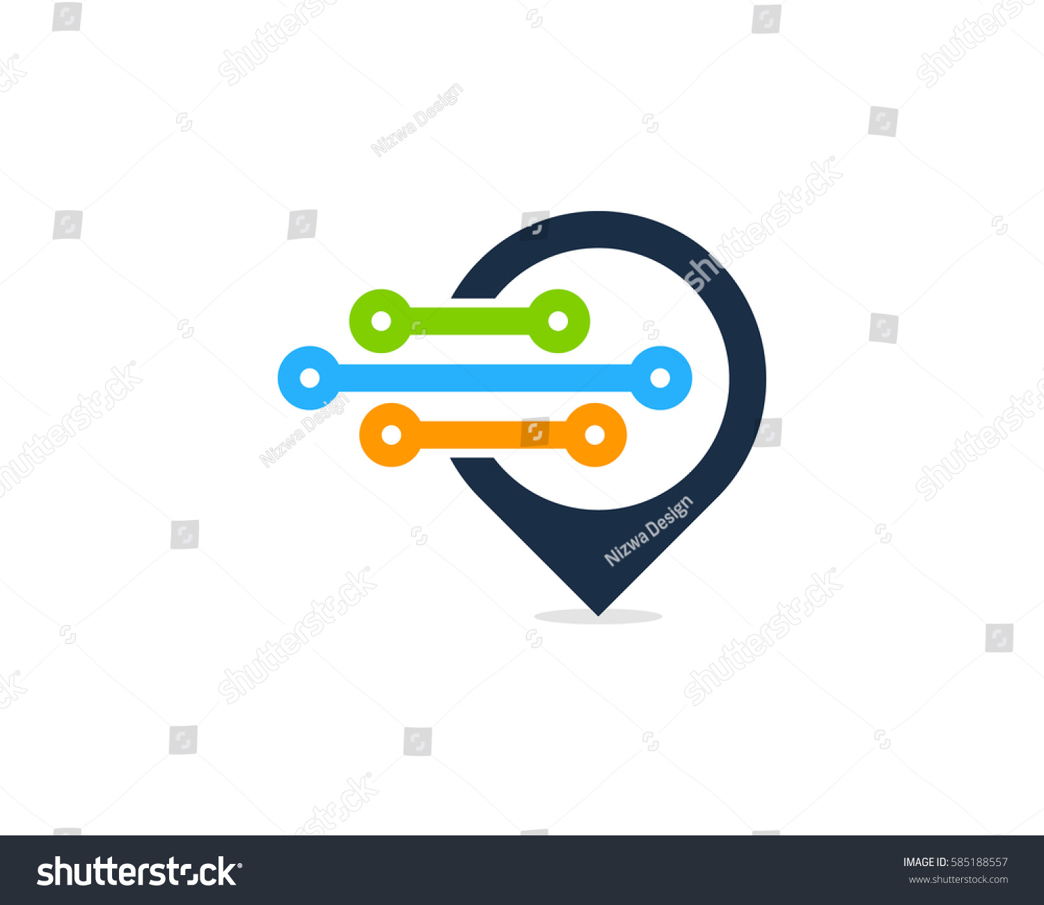 Digital Pin Logo Design Element Stock Vector (Royalty Free) 585188557