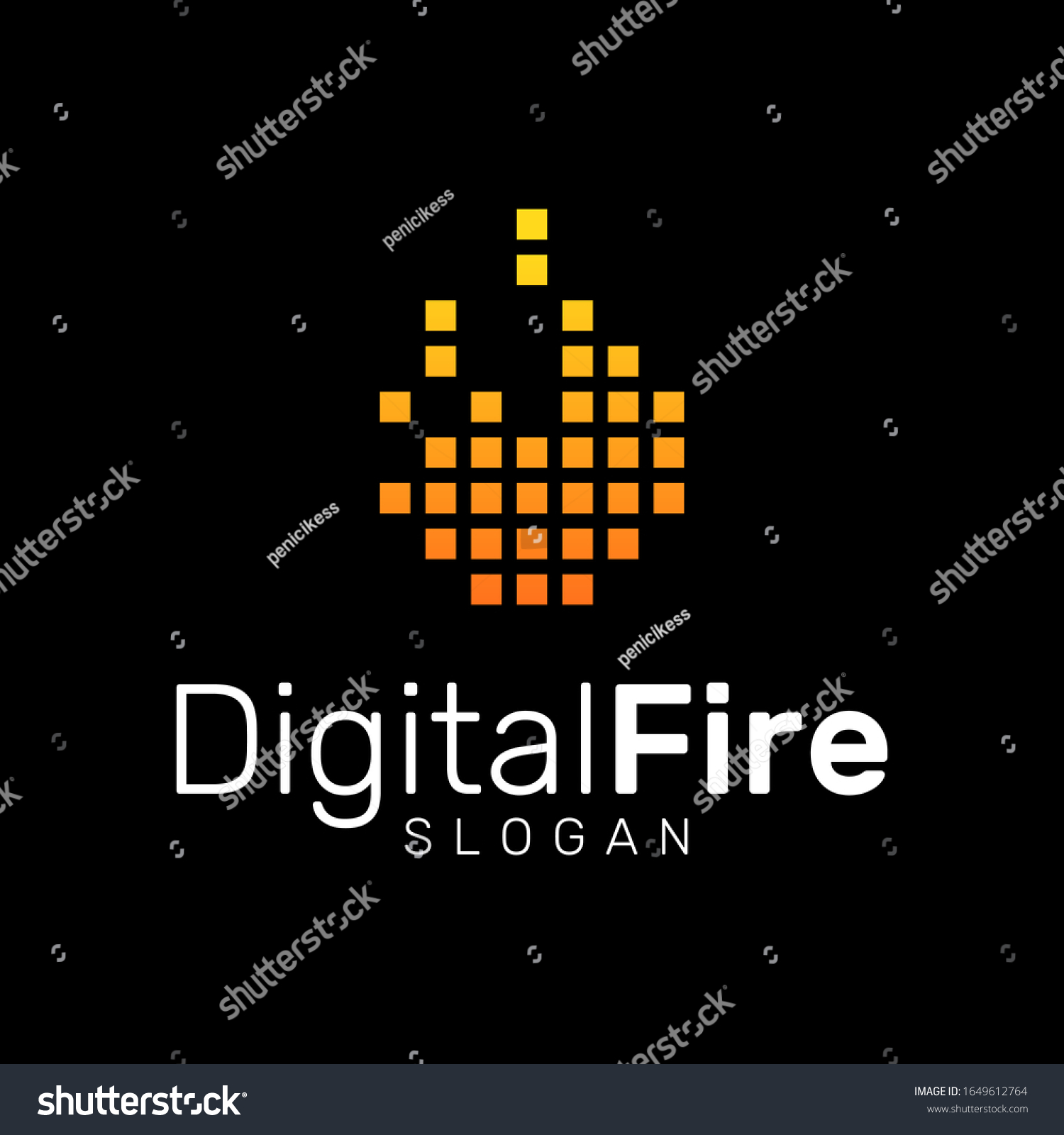 Digital Pixel Fire Flame Logo Design Stock Vector (Royalty Free) 1649612764