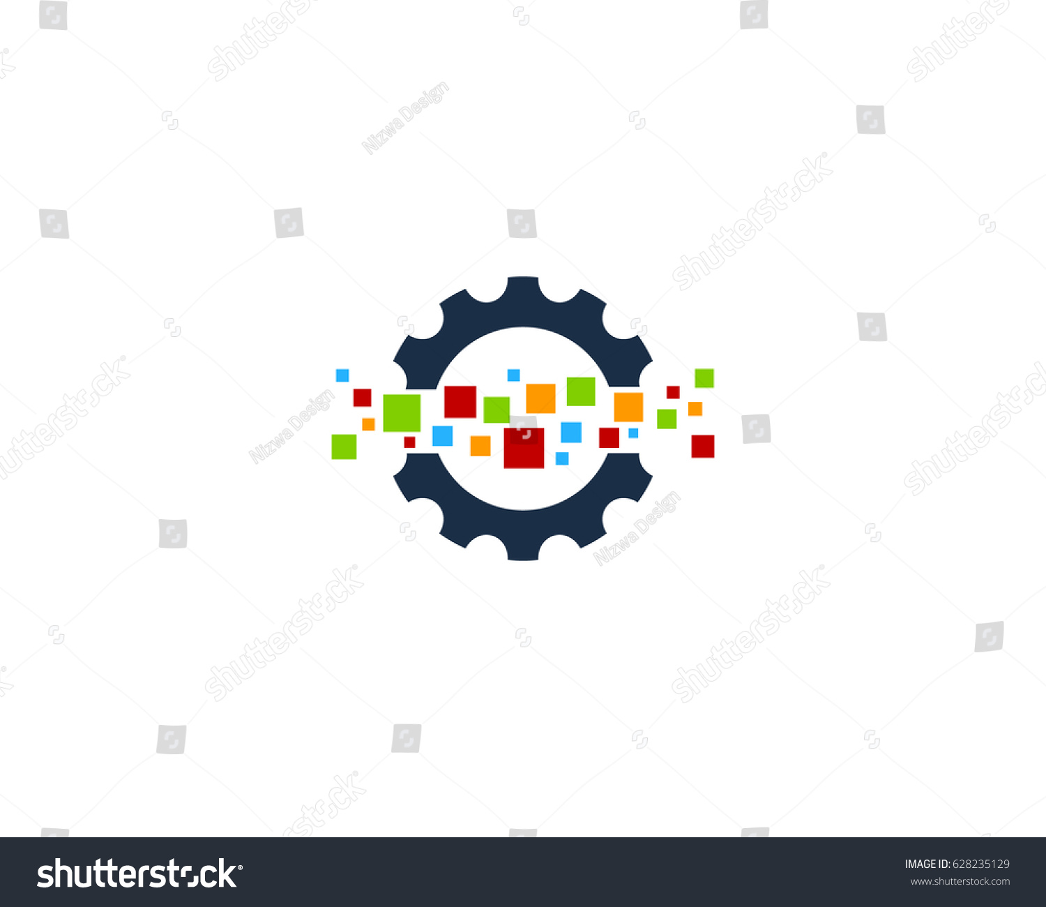 Digital Pixel Gear Icon Logo Design Stock Vector (Royalty Free ...