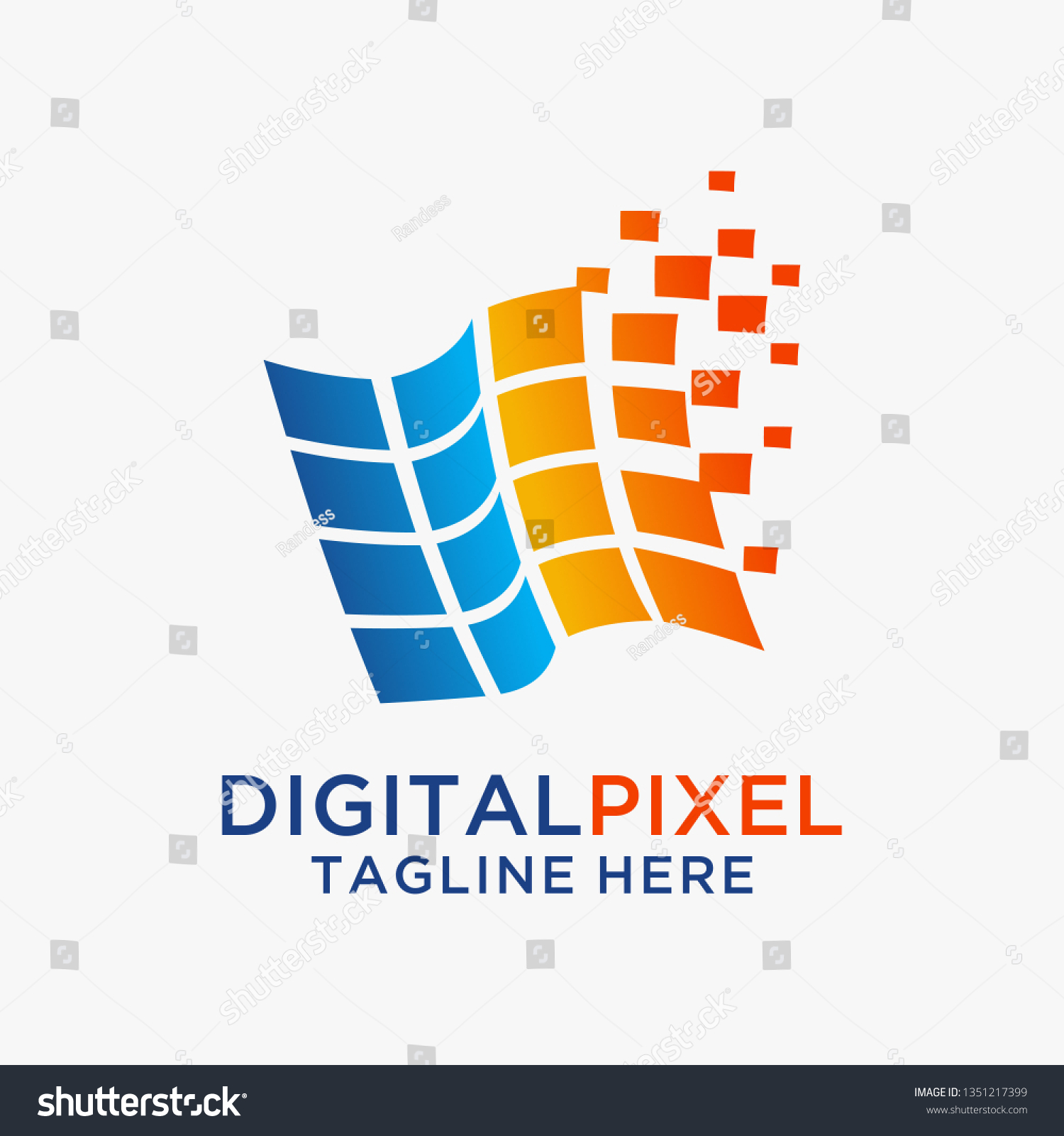 Digital Pixel Logo Design Stock Vector (Royalty Free) 1351217399