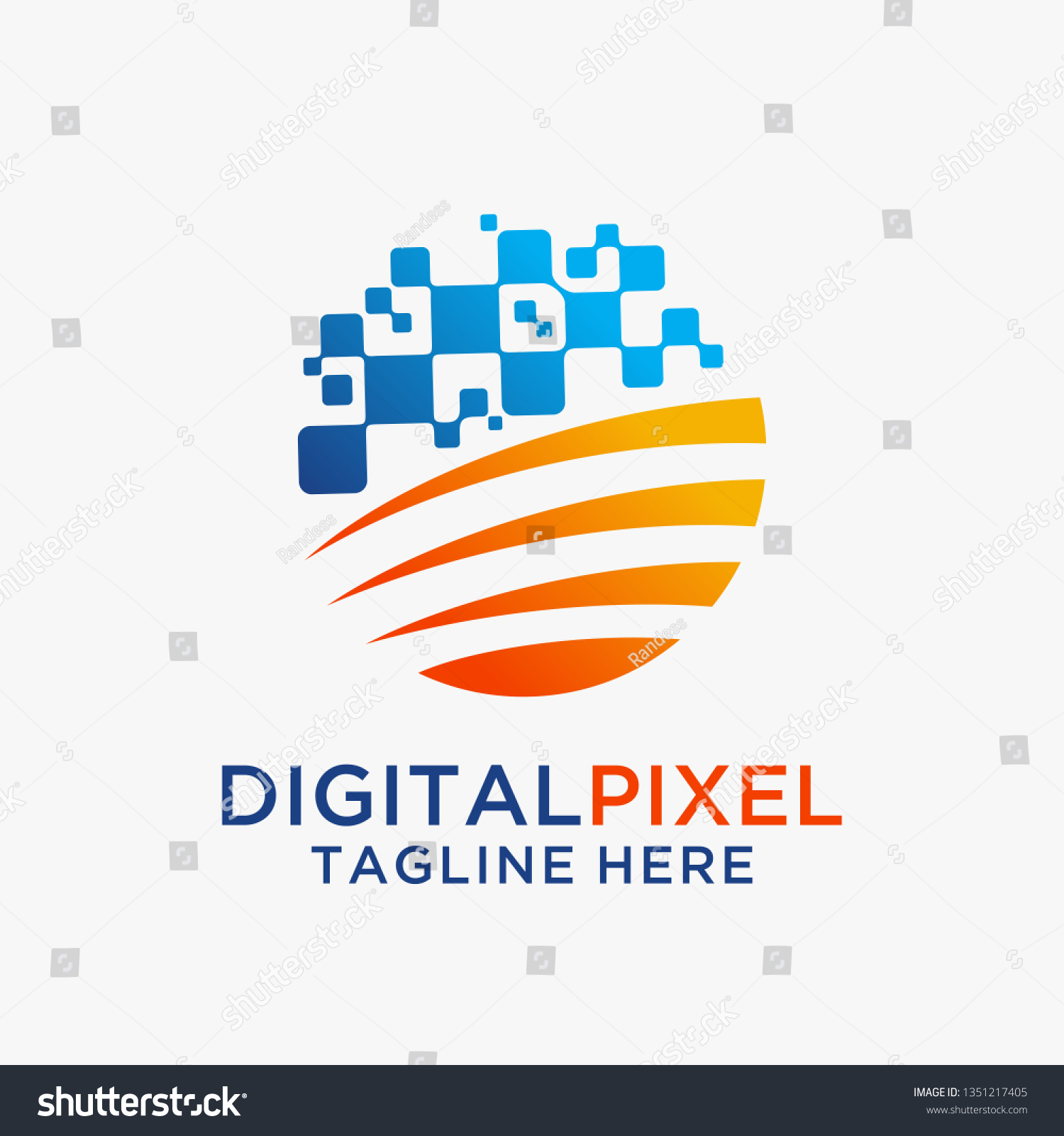 Digital Pixel Logo Design Stock Vector (Royalty Free) 1351217405