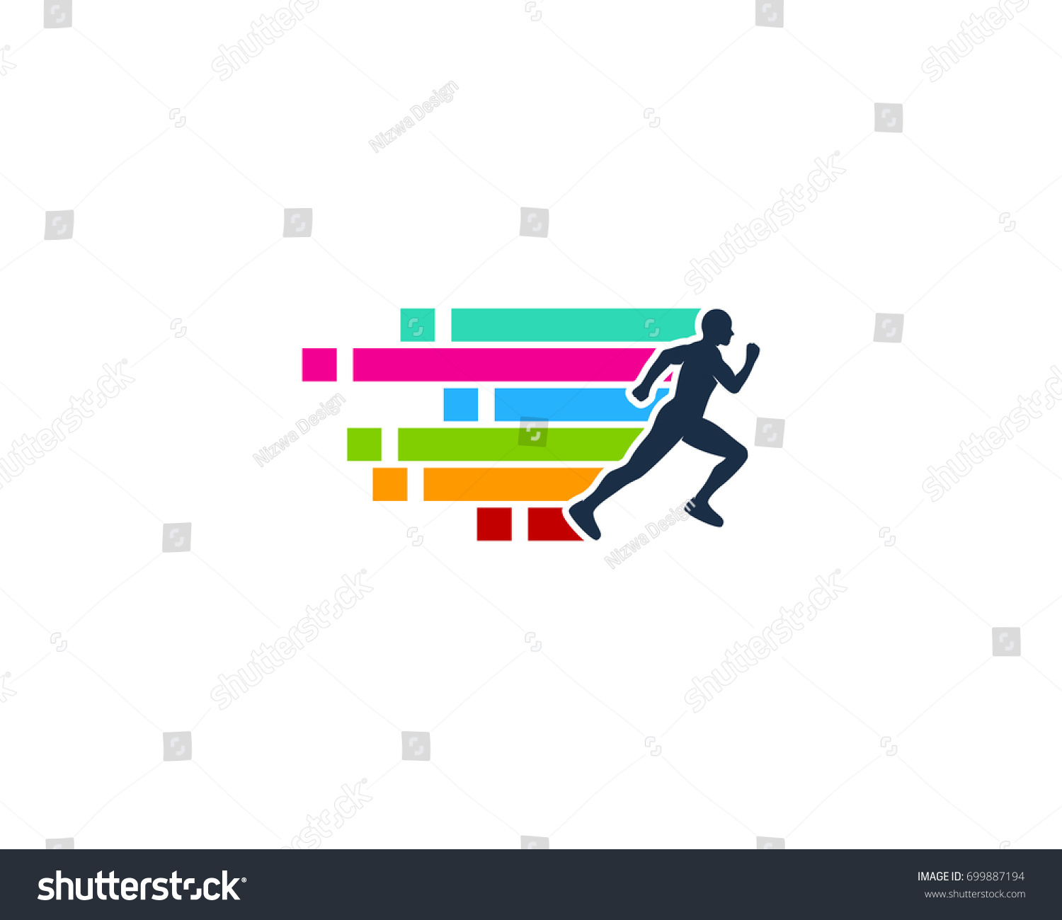Digital Pixel Run Icon Logo Design Stock Vector (Royalty Free ...