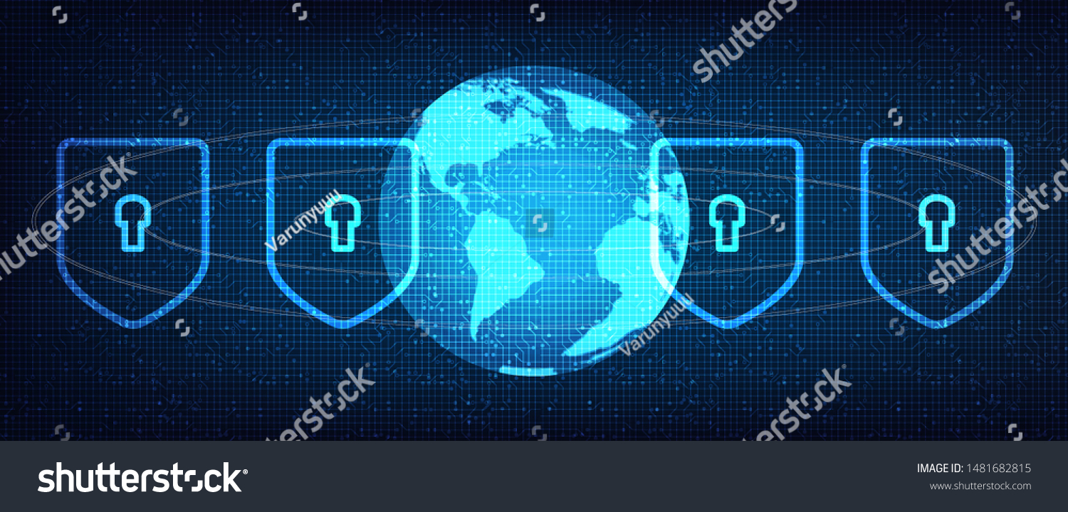 Digital Security Network On Global Technology Stock Vector (Royalty ...