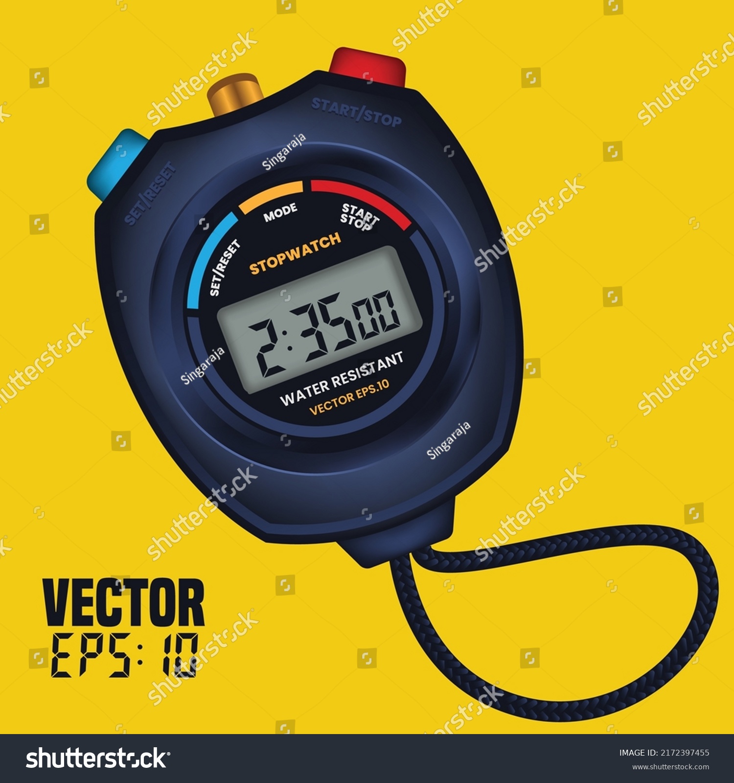Digital Stopwatch Icon On Yellow Background Stock Vector (Royalty Free ...