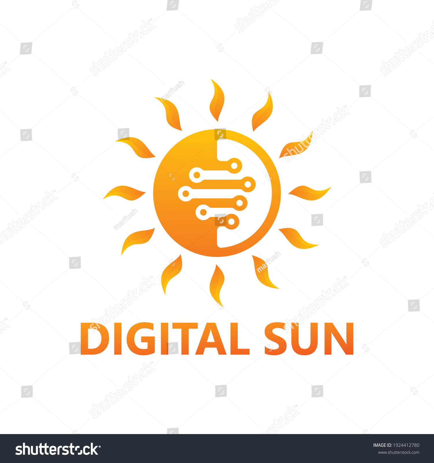 Digital Sun Logo Template Design Stock Vector (Royalty Free) 1924412780