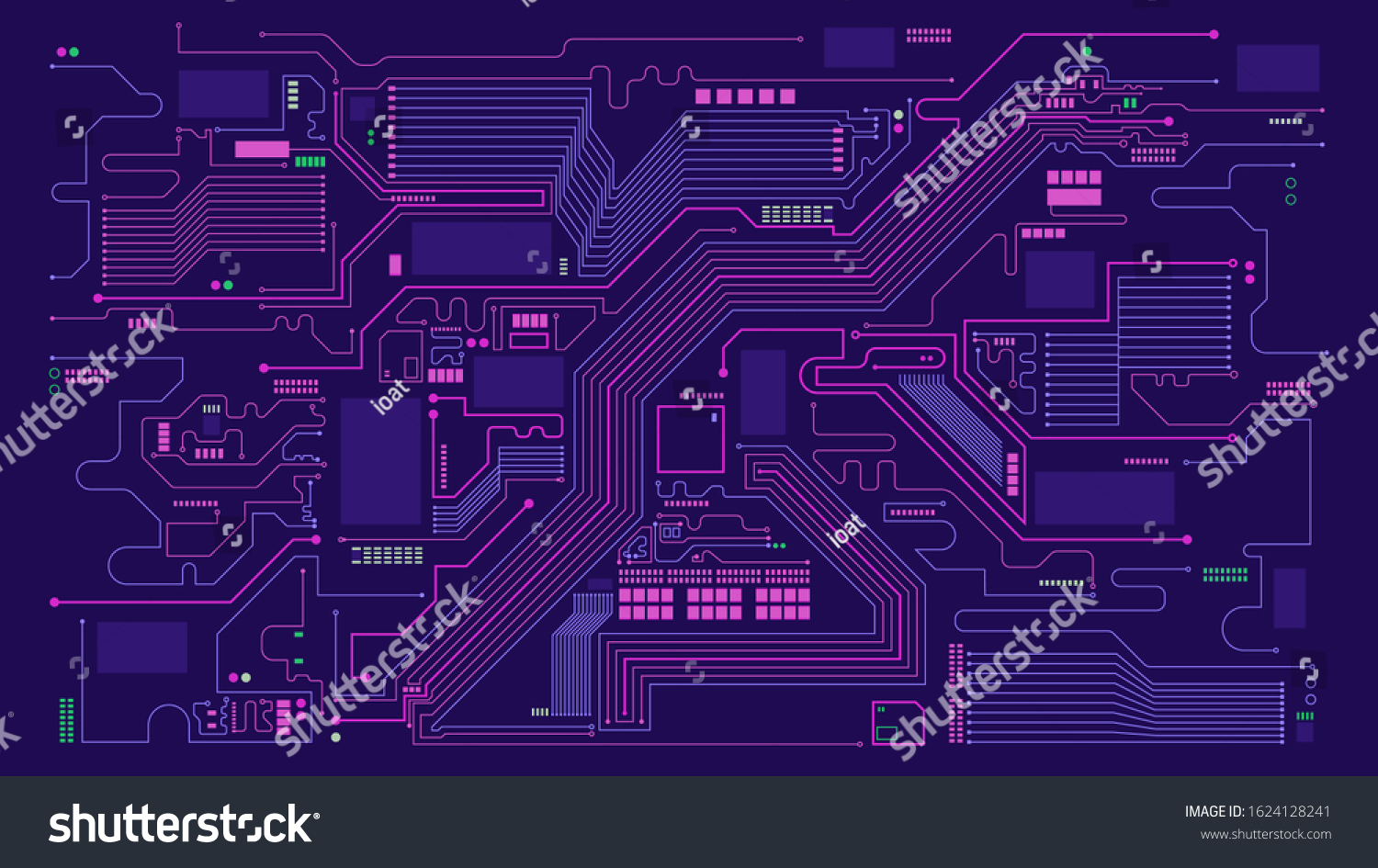 Digital Tech Circuit Board Neon Colour 库存矢量图（免版税）1624128241 | Shutterstock