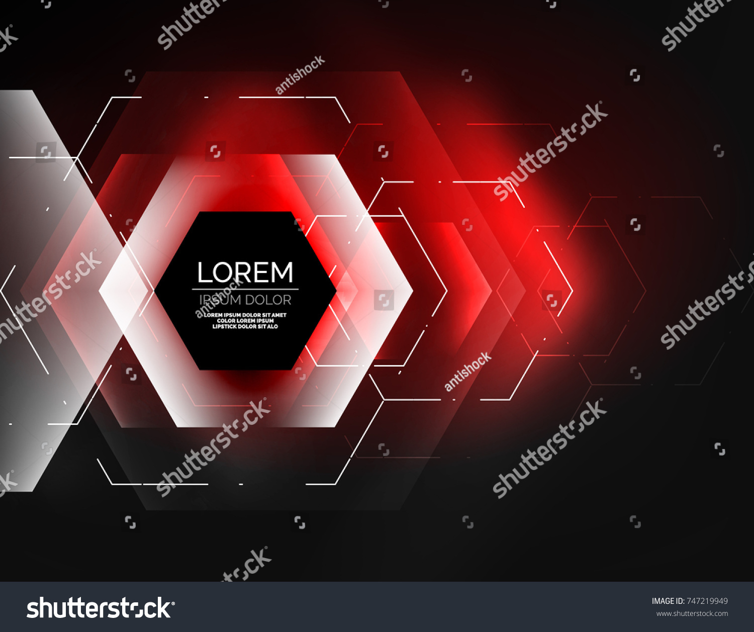 Digital Techno Abstract Background Glowing Hexagons Stock Vector ...