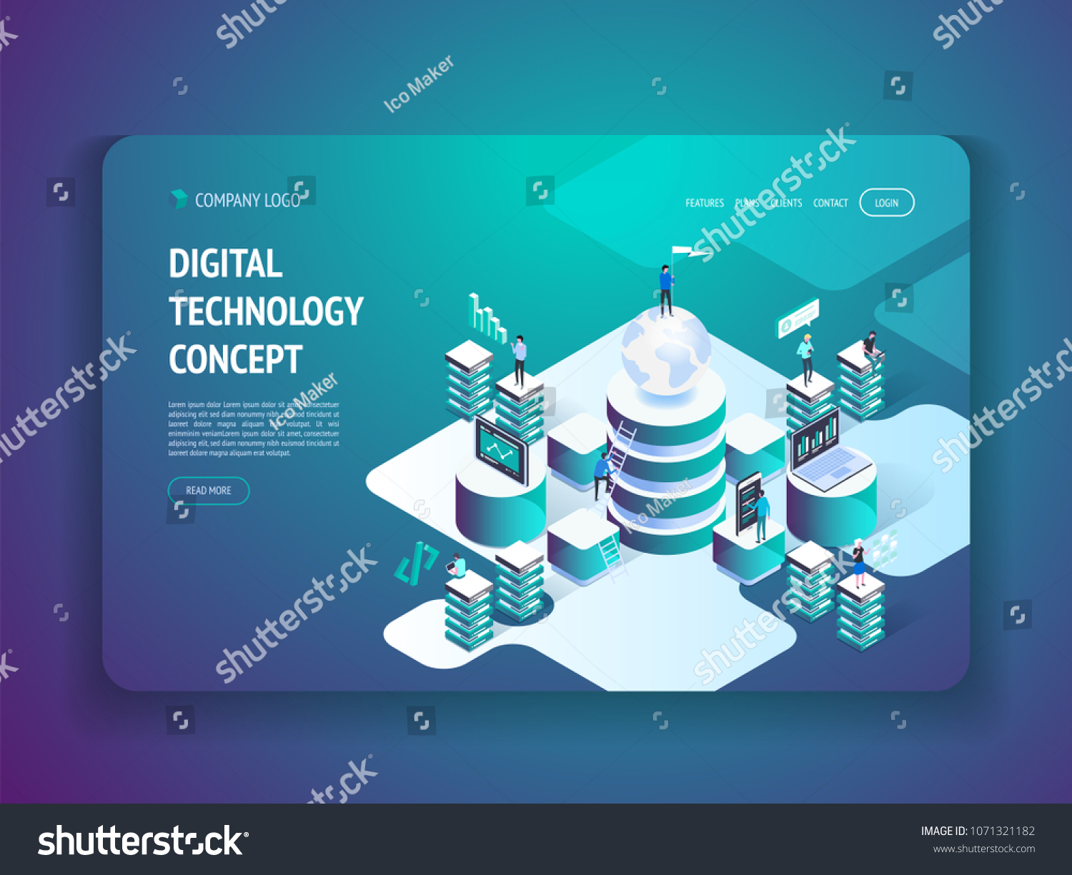 Digital Technology Concept Vector Isometric Illustration Stock Vector ...