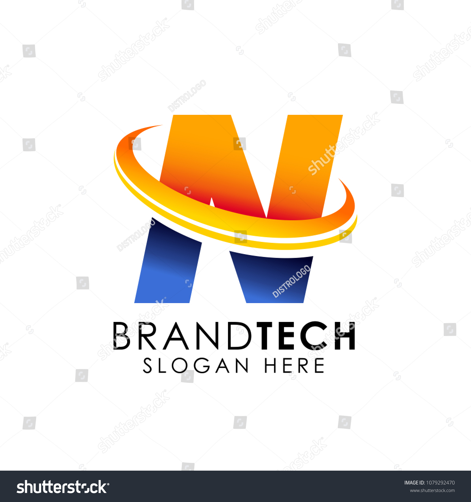 Digital Technology Letter N Logo Web Stock Vector (Royalty Free) 1079292470