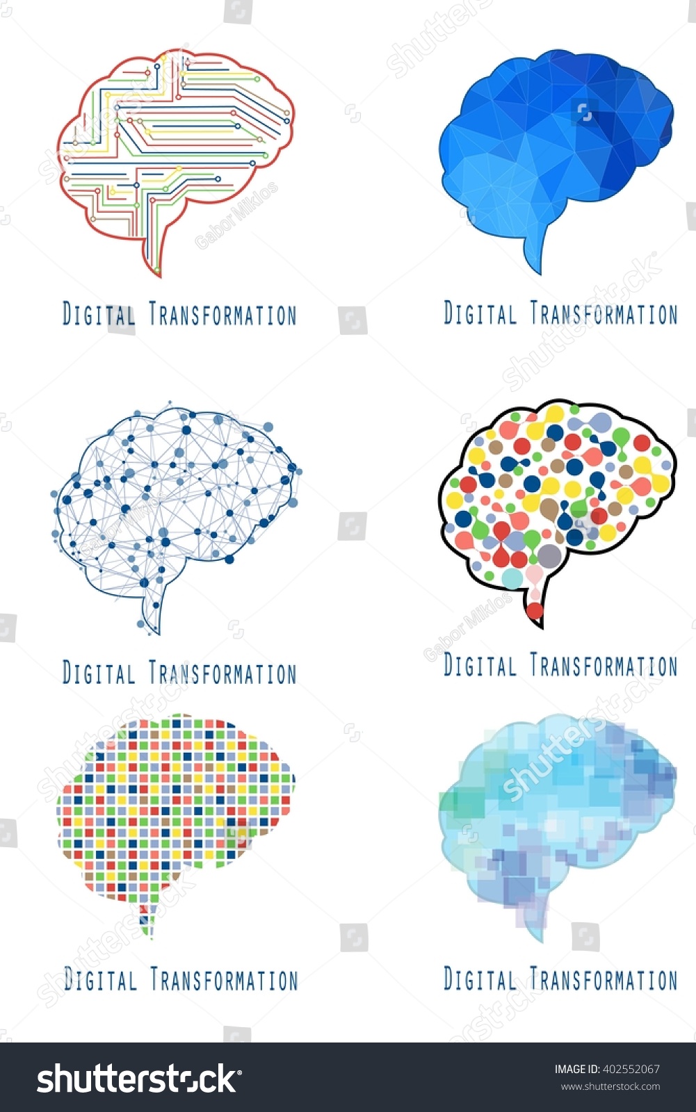 Vektor Stok Digital Transformation Template Brain (Tanpa Royalti ...