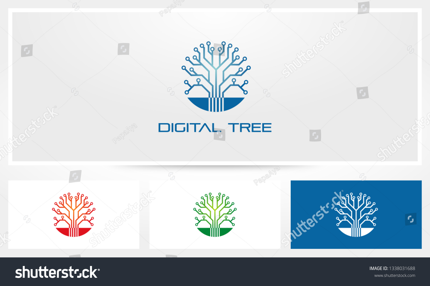Digital Tree Logo Stock Vector (Royalty Free) 1338031688