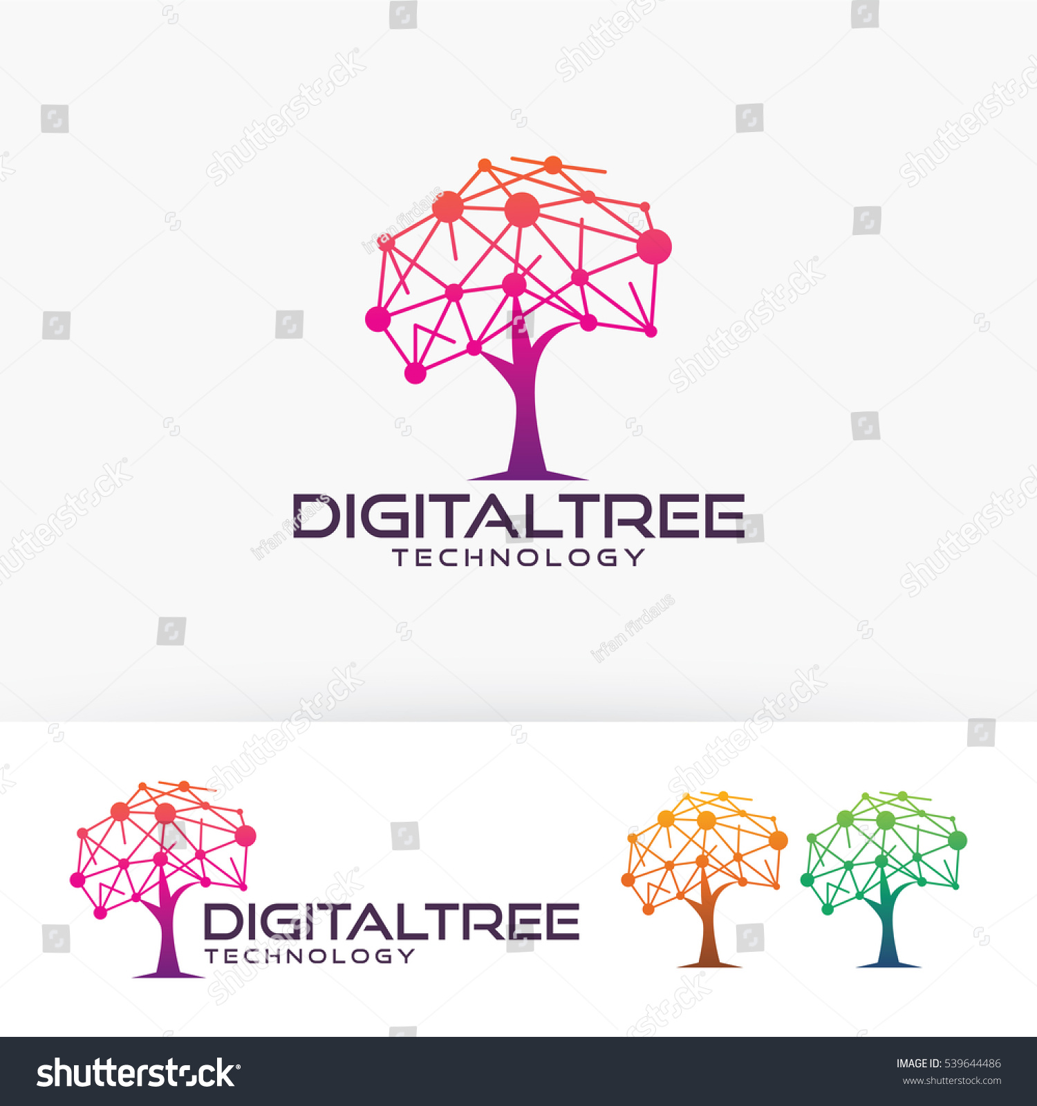 Digital Tree Logo Design Digital Network Stock Vector (Royalty Free ...