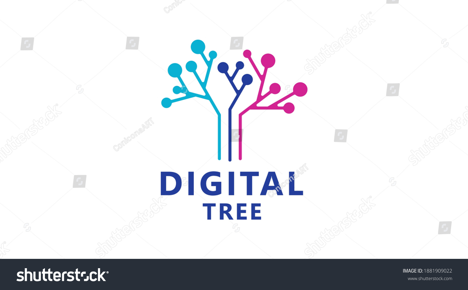 Digital Tree Technology Tree Logo Design Stock Vector (Royalty Free ...