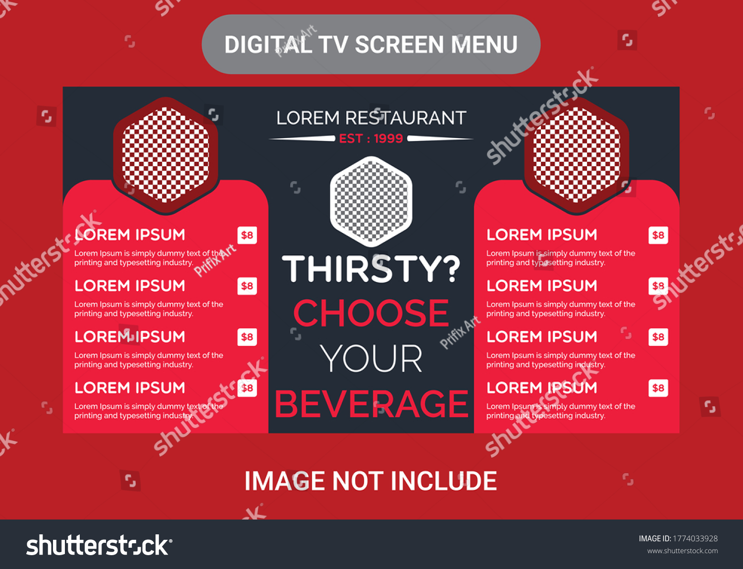 Digital Tv Screen Menu Board Template Stock Vector (Royalty Free ...