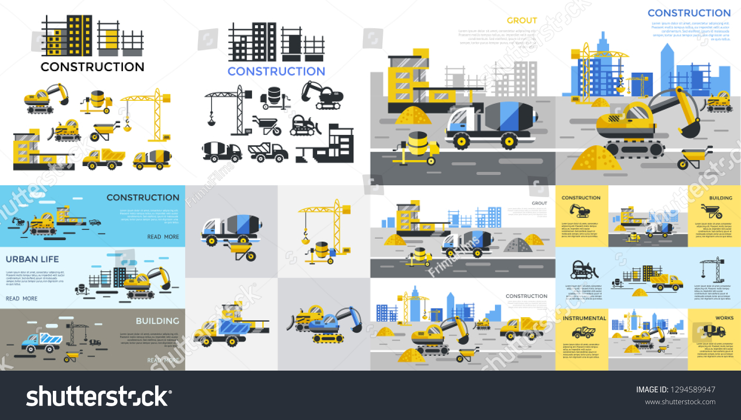 Digital Vector Yellow Construction Building Tracks: vector de stock ... Digital Vector Yellow Construction Building Tracks: vector de stock ...