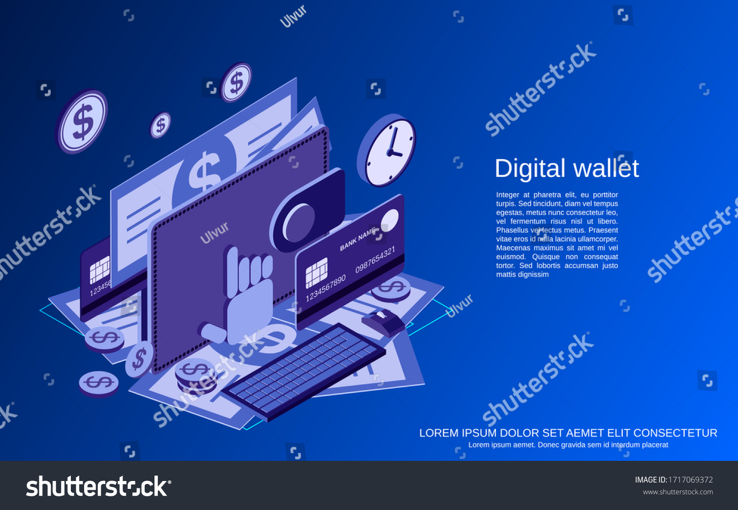 Digital Wallet Flat 3d Isometric Vector Stock Vector (Royalty Free ...