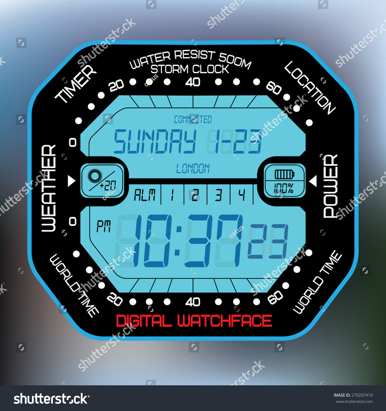 Digital Watch Watchface Vector Illustration Stock Vector (Royalty Free ...