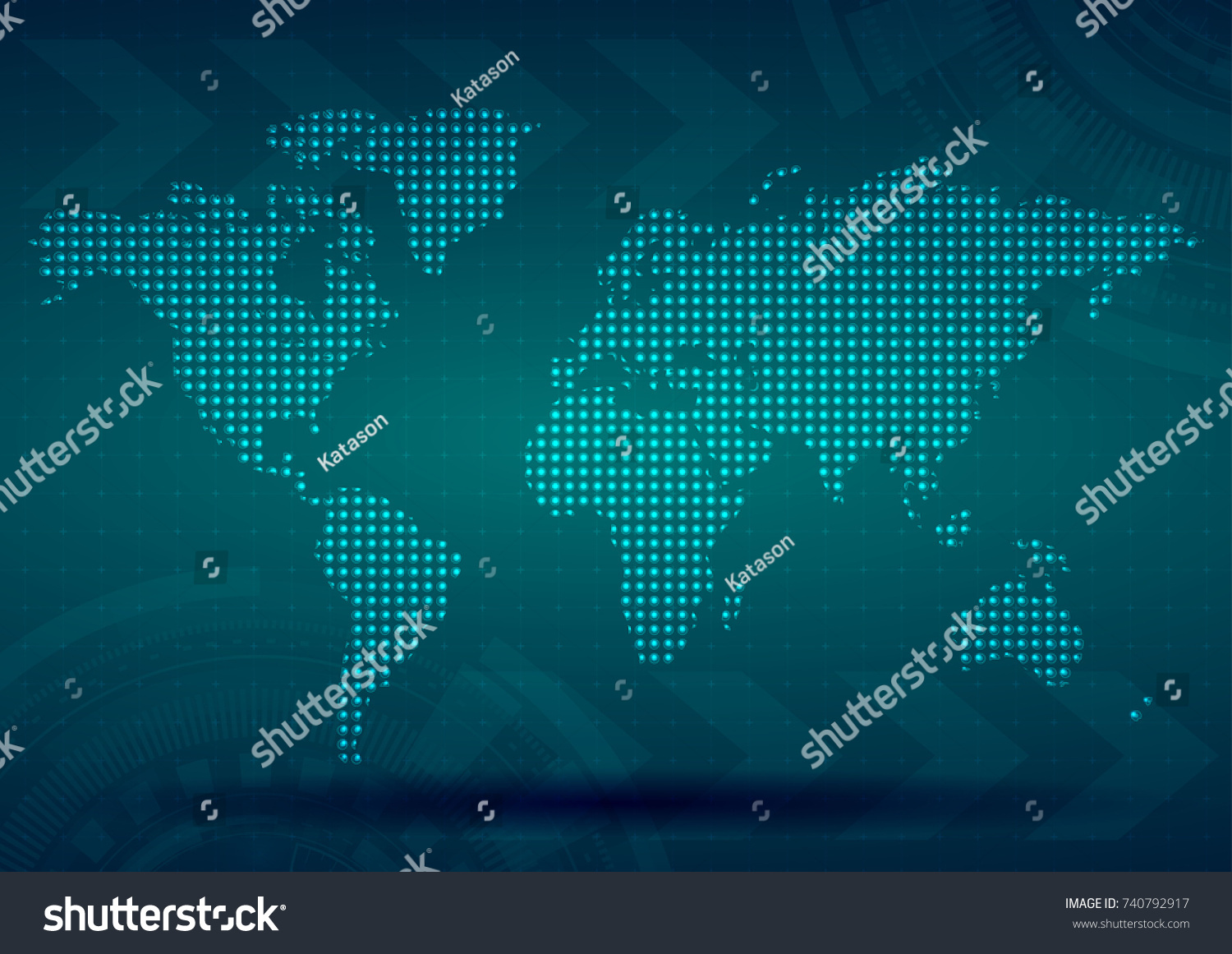 Digital World Map Round Points On: vetor stock (livre de direitos ...