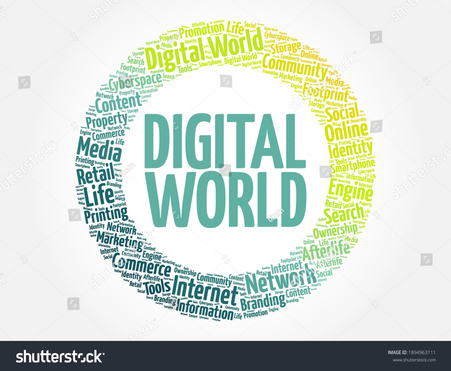 Digital World Word Cloud Technology Concept Stock-vektor (royaltyfri ...