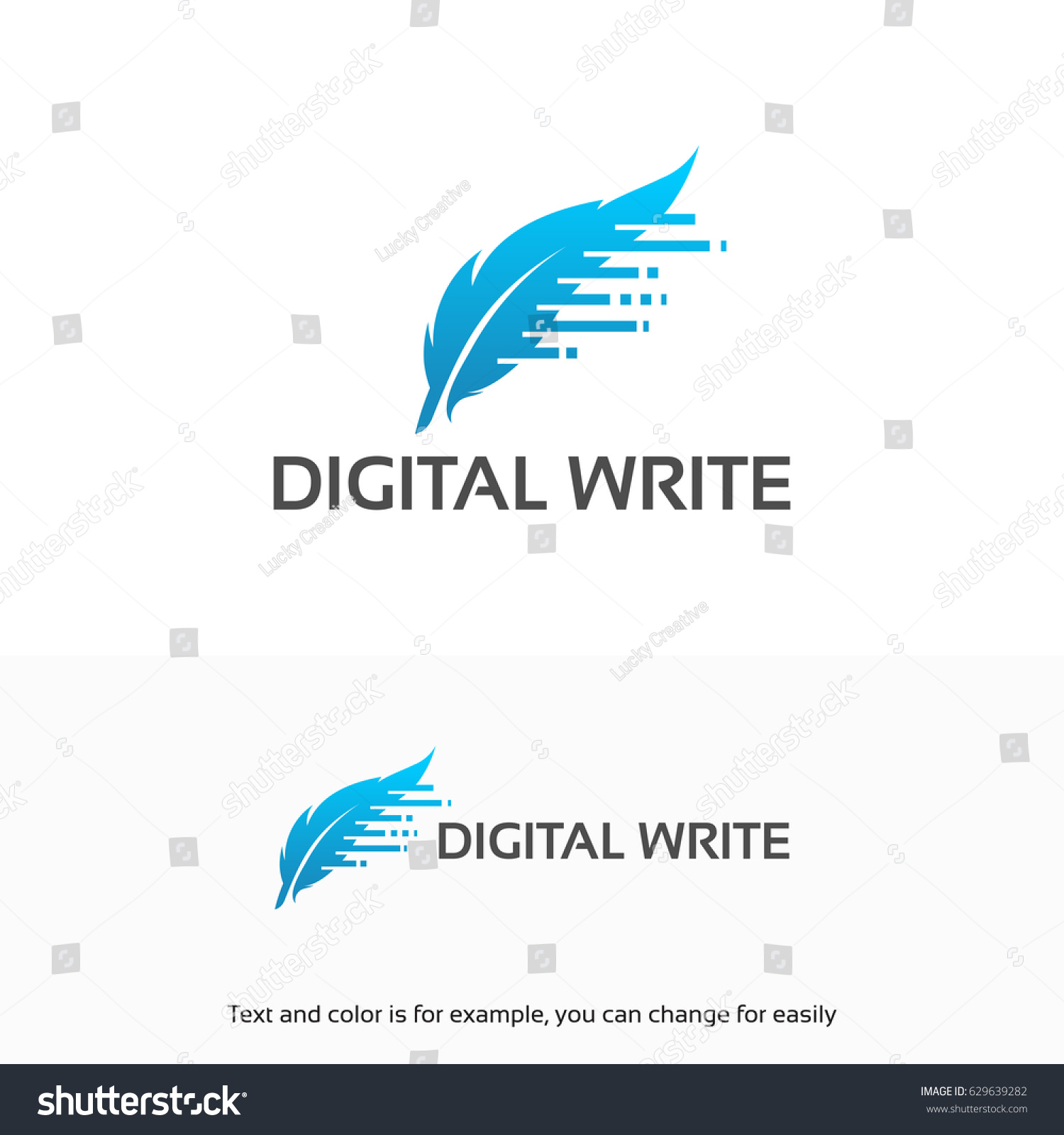 Digital Write Logo Designs Template Feather Stock Vector (Royalty Free ...