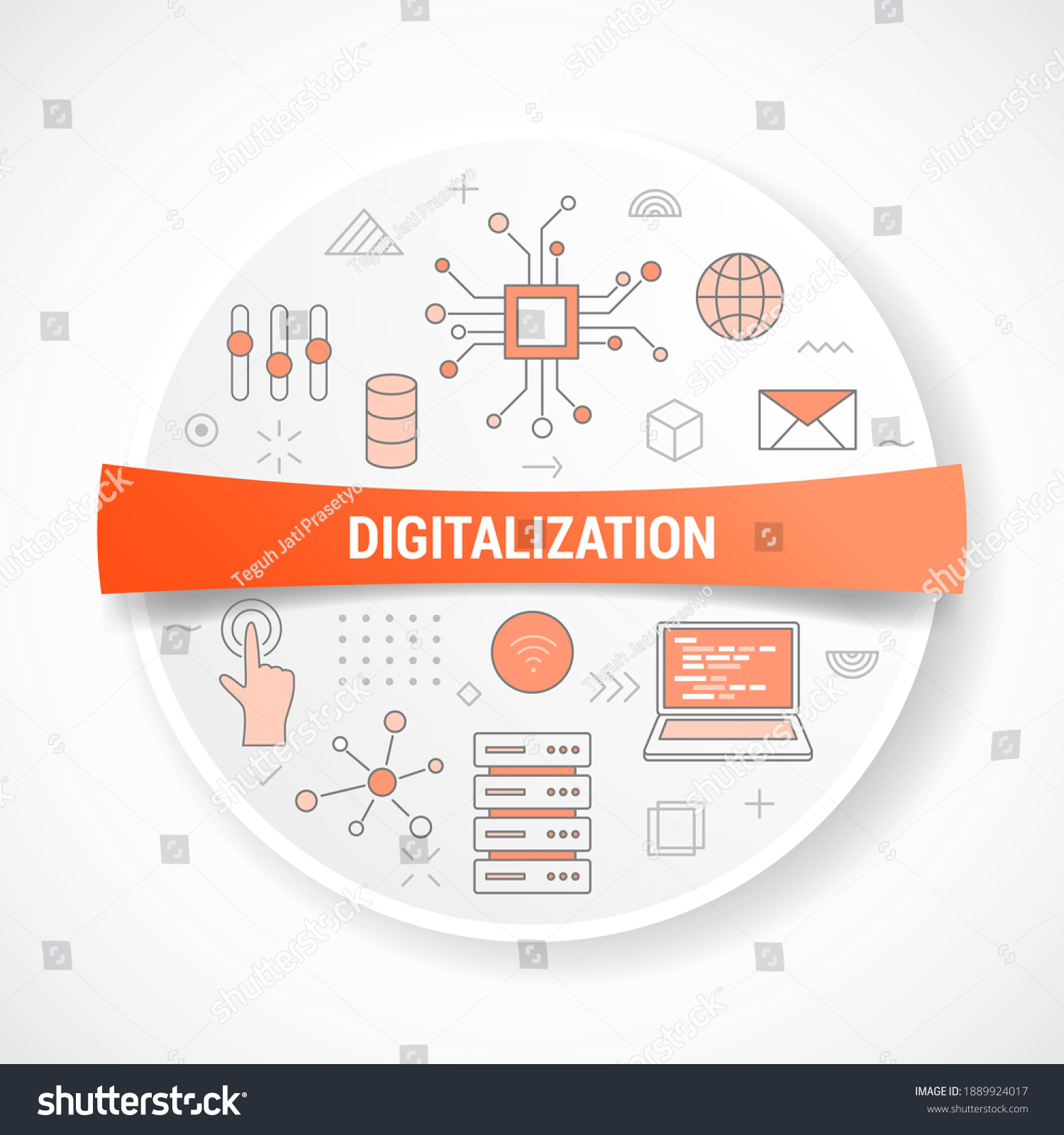 Digitalization Icon Concept Round Circle Shape: เวกเตอร์สต็อก (ปลอดค่า ...