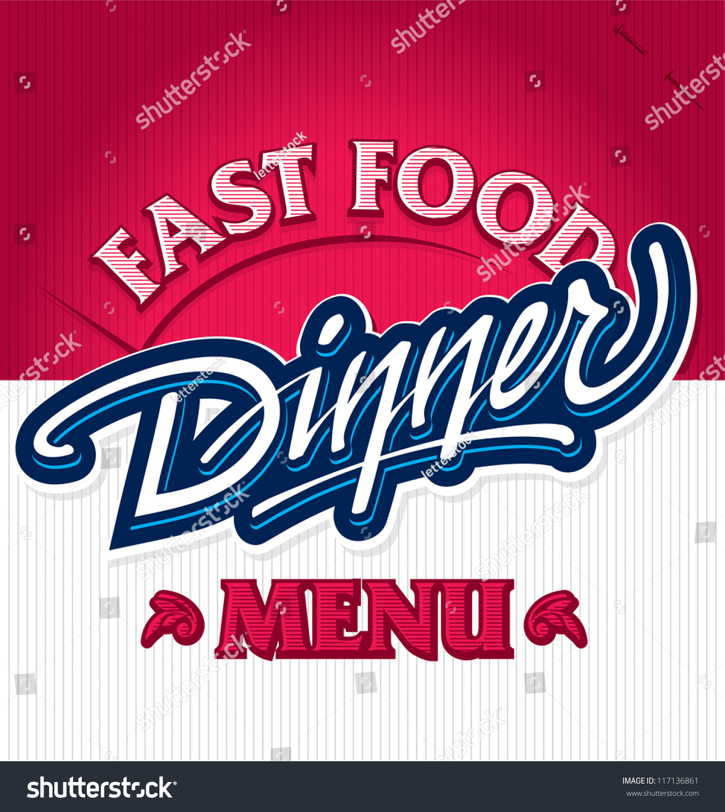 Dinner Hand Lettering Handmade Calligraphy Vector Stock Vector (Royalty ...
