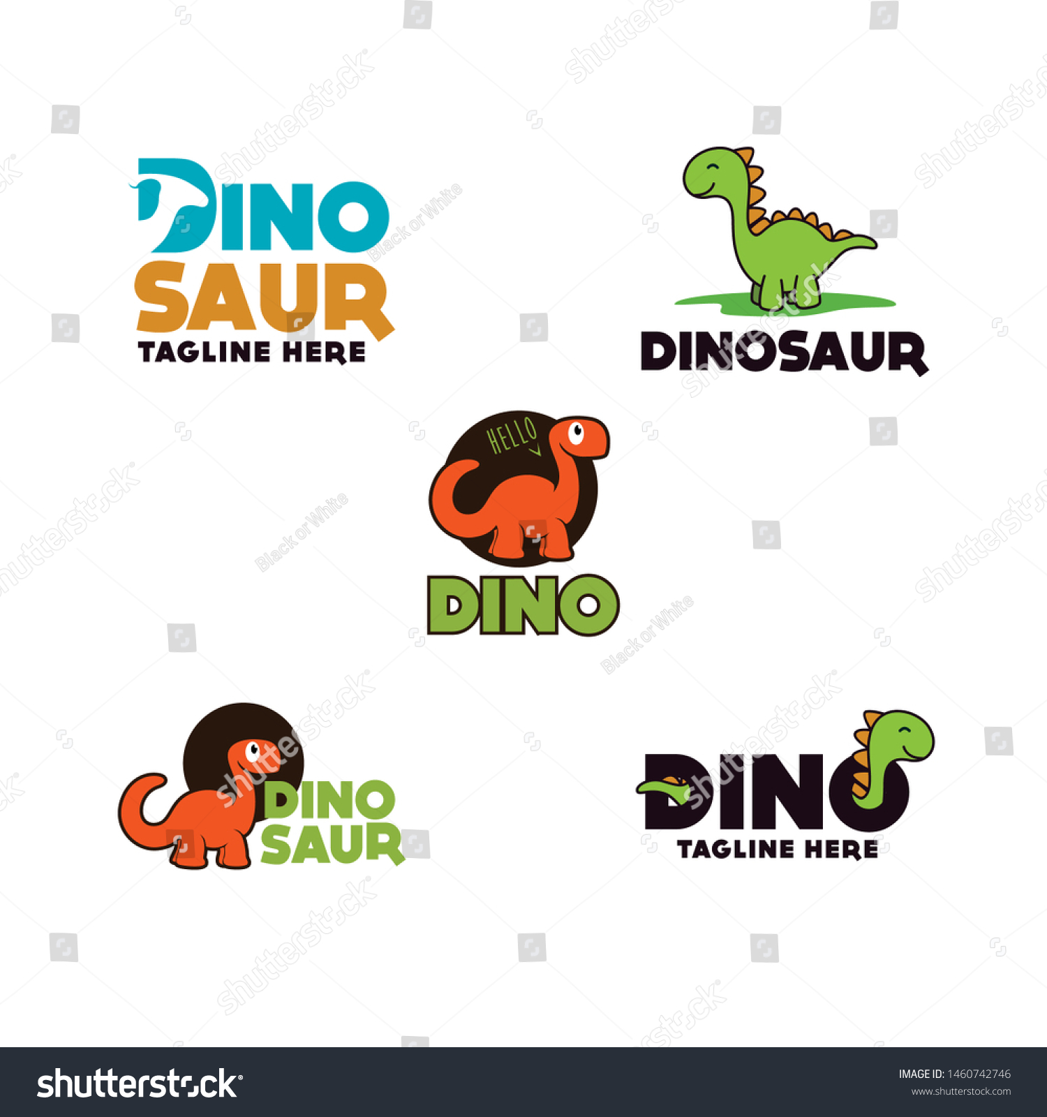 Dino Dinosaur Logo Design Vector Stock Vector (Royalty Free) 1460742746