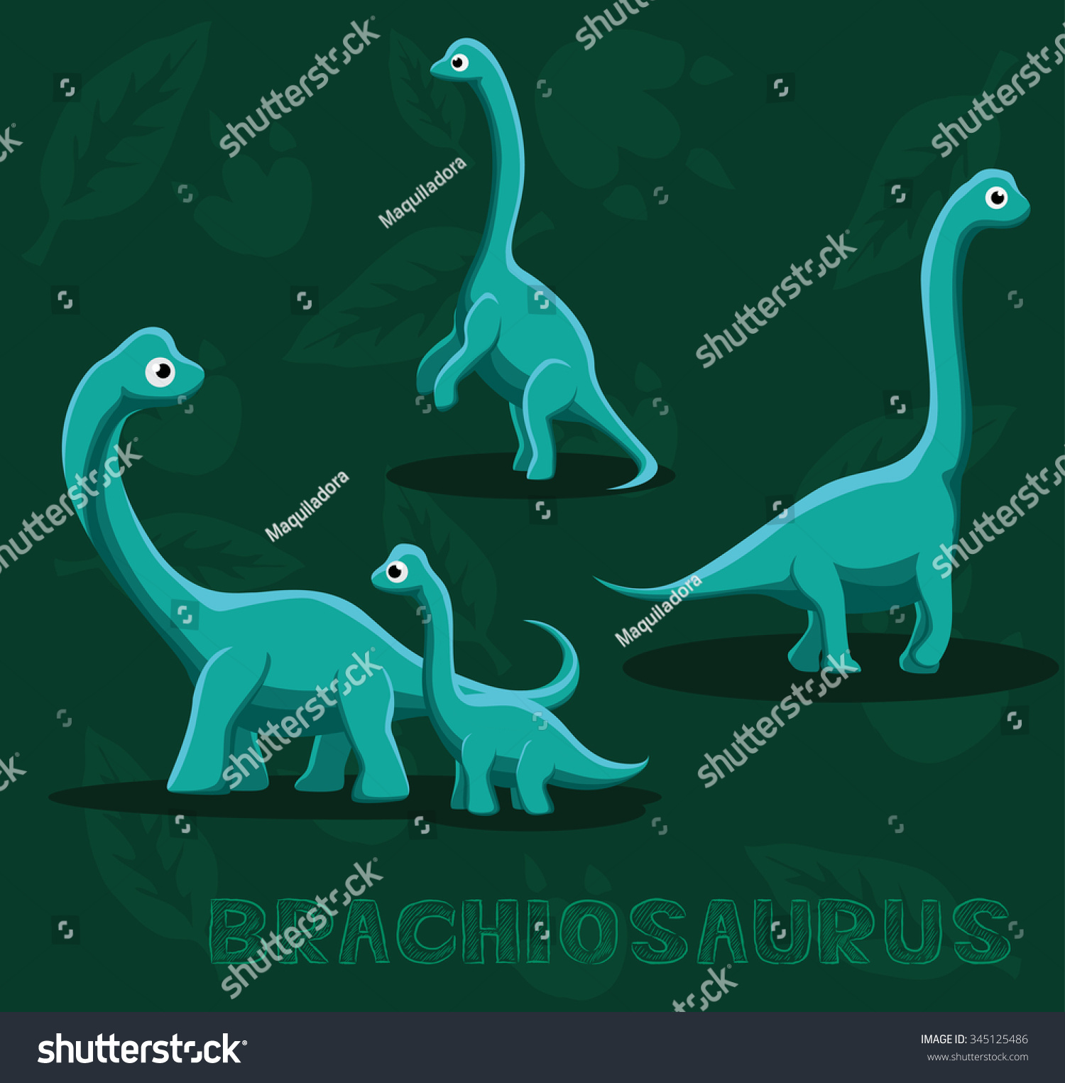 Dinosaur Brachiosaurus Cartoon Vector Illustration: เวกเตอร์สต็อก (ปลอด ...