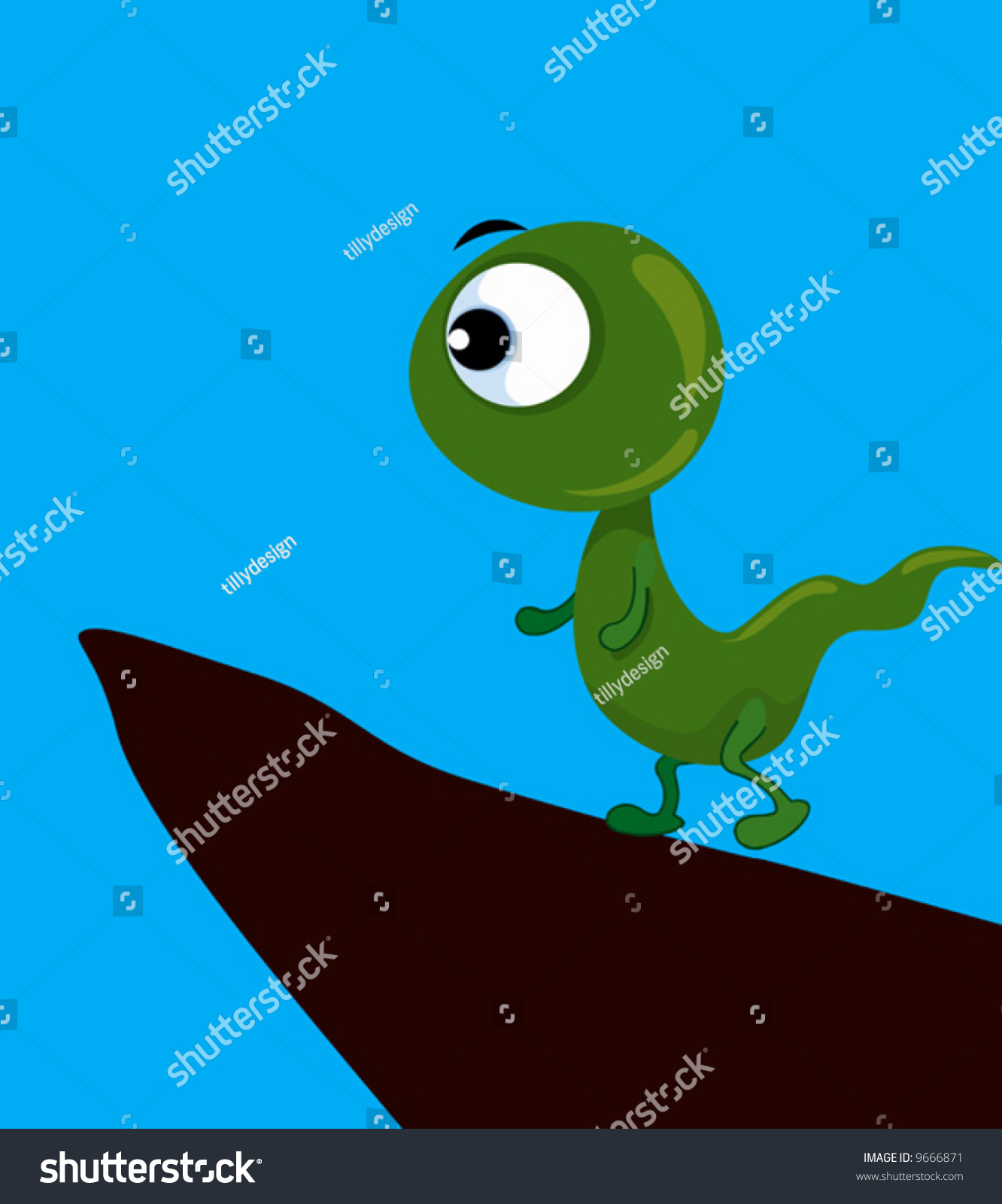 Dinosaur Climbing Hill Stock Vector (Royalty Free) 9666871