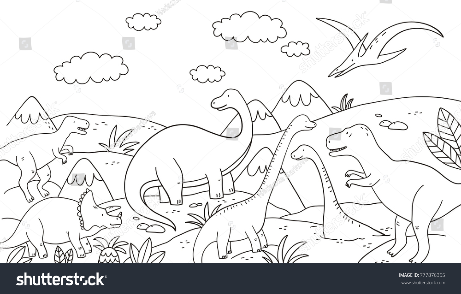 Dinosaur Coloring Page: Vector có sẵn (miễn phí bản quyền) 777876355 ...
