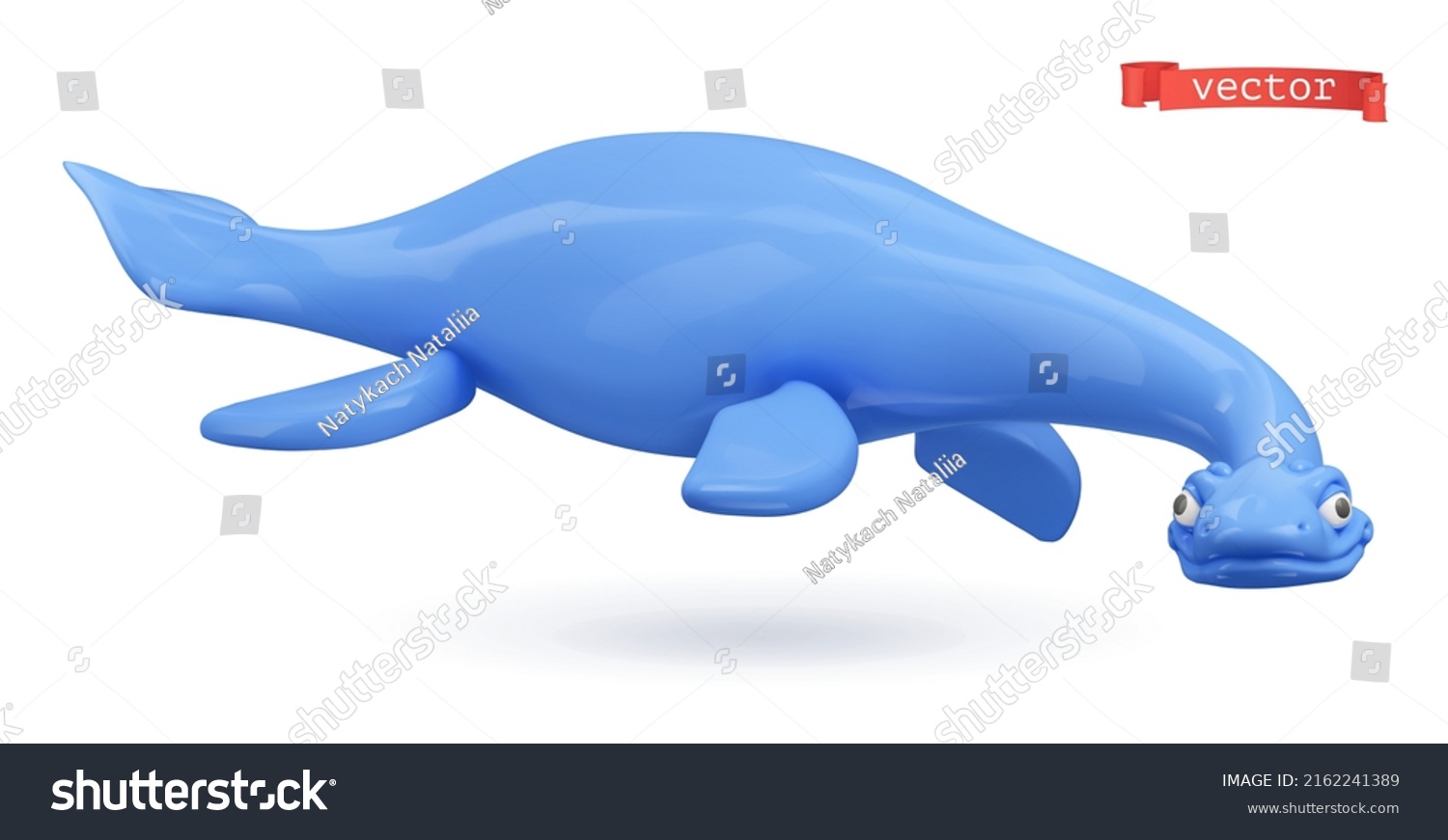 Dinosaur 3d Vector Icon Plesiosaurus Cartoon Stock Vector (Royalty Free ...
