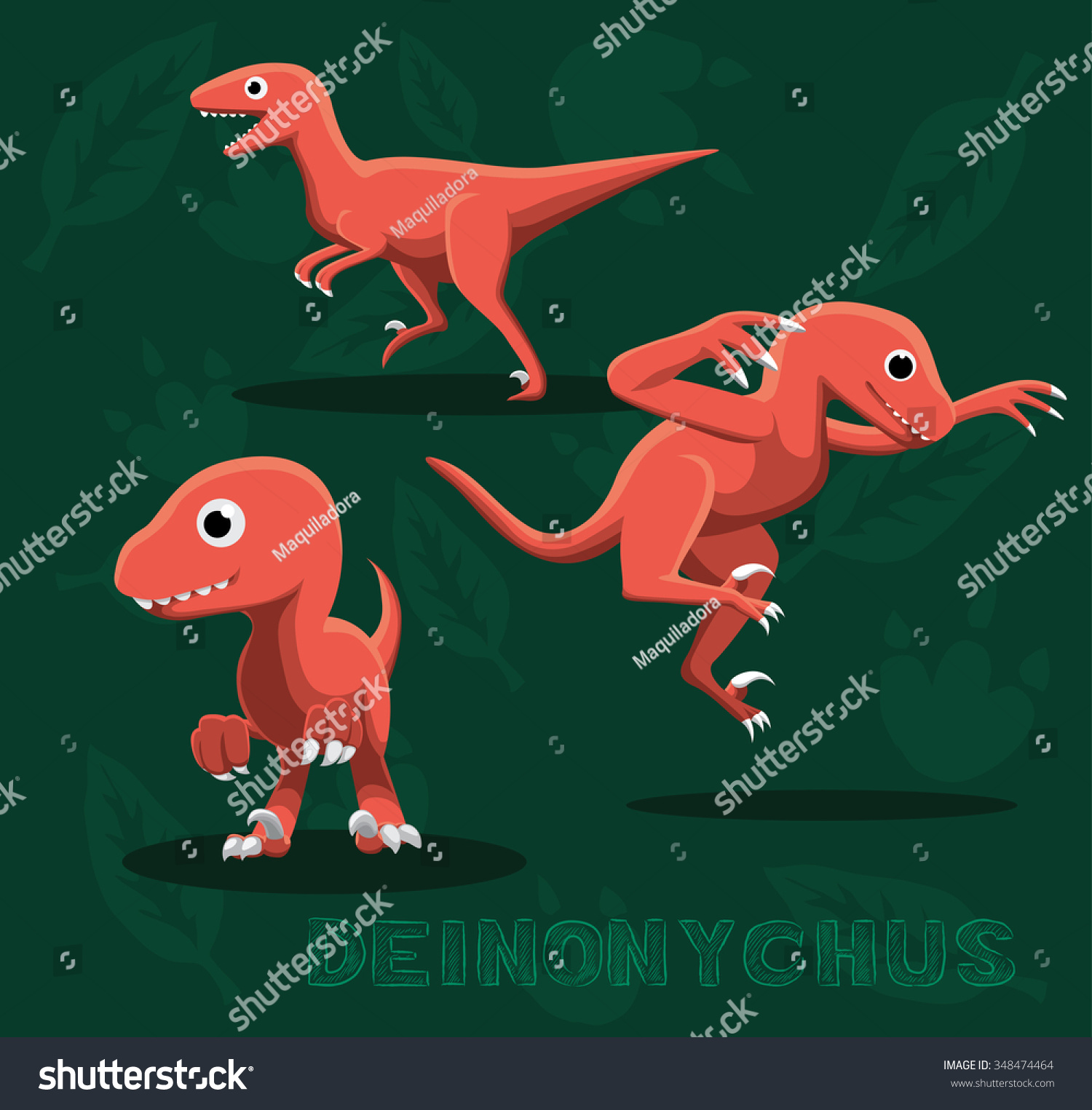 Dinosaur Deinonychus Cartoon Vector Illustration: vetor stock (livre de ...